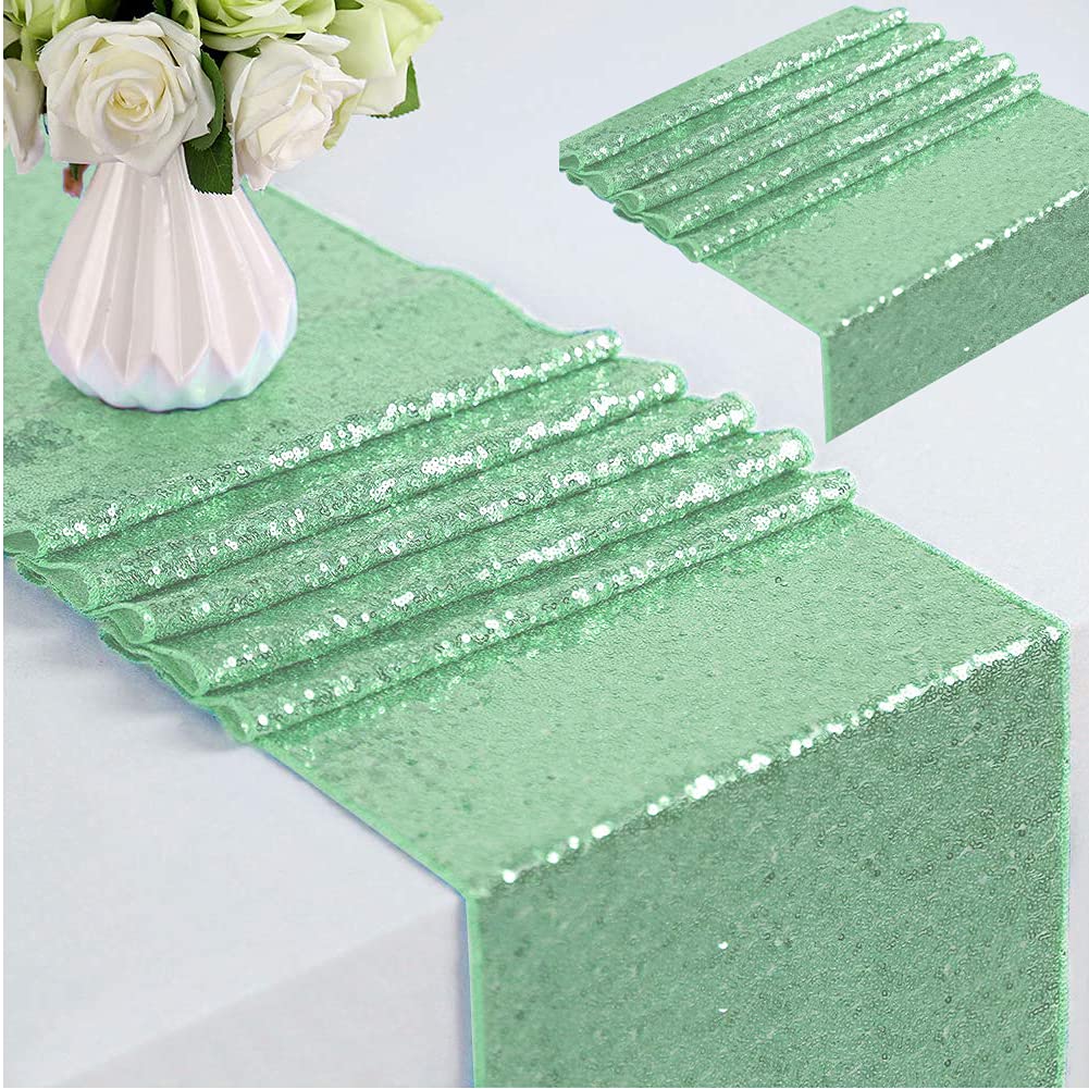 Amazon.com: Eternal Beauty Sequin Table Runners Mint Green 12 x 108 ...