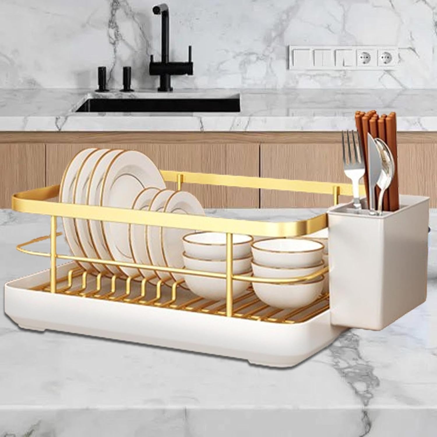 Amazon.com - Kitchen Counter Dish Drying Rack with Drainer Tray,Large ...