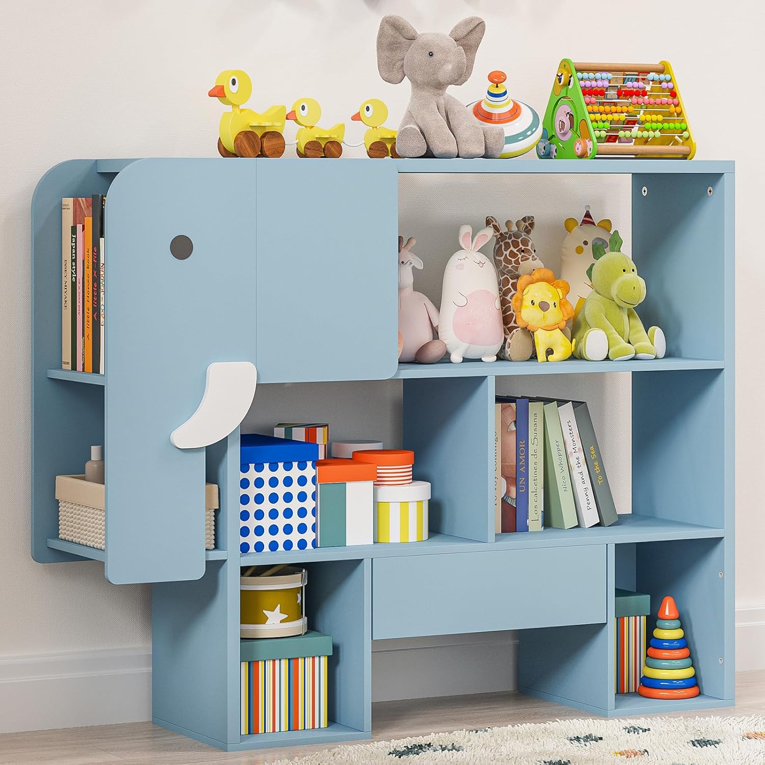 Amazon.com: Timy 3-Tier Montessori Bookshelf with Elephant Shape 7 ...