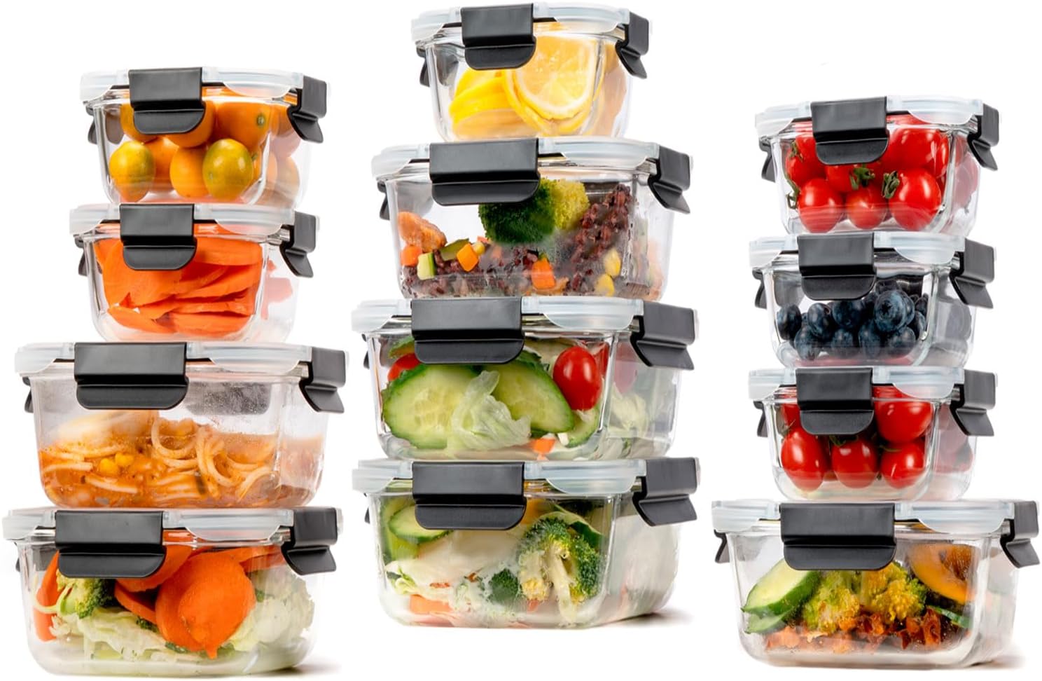 EasyWare JUEGO DE RECIPIENTES DE VIDRIO HERMÉTICO, CONTENEDORES Para ...