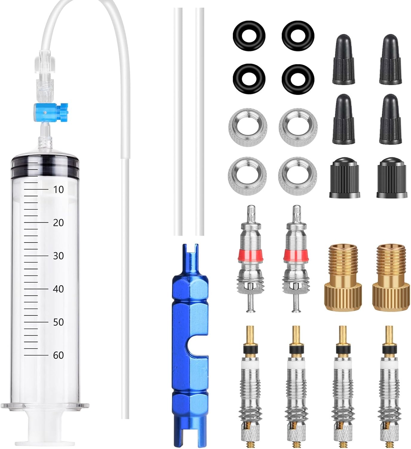 CEVILLAE Tubeless Sealant Injector, 60ml Bicycle Tubeless Tyre Sealant ...