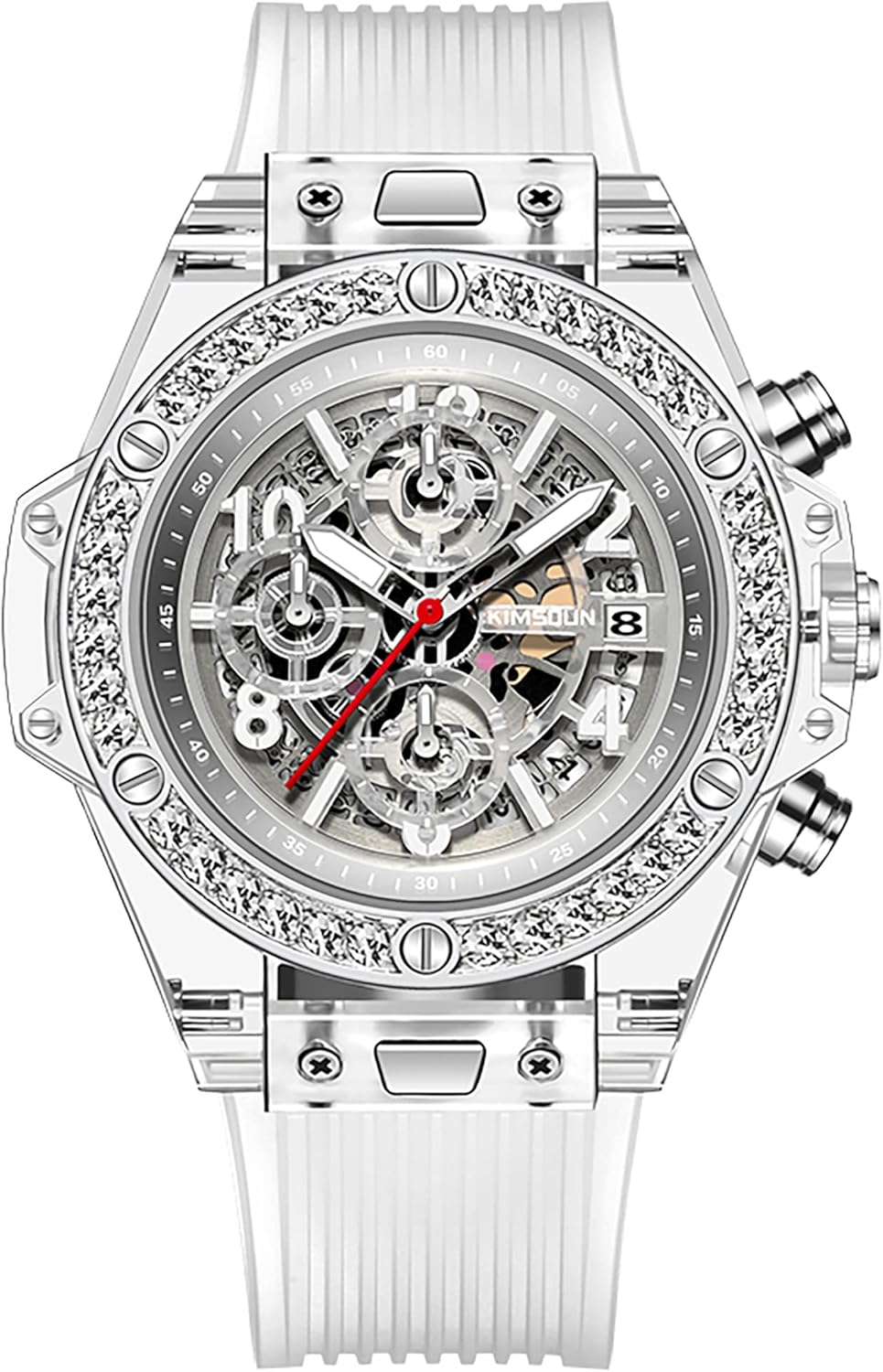 Amazon.com: KIMSDUN Stylish Crystal Skeleton Sport Watches, 3 Dials ...