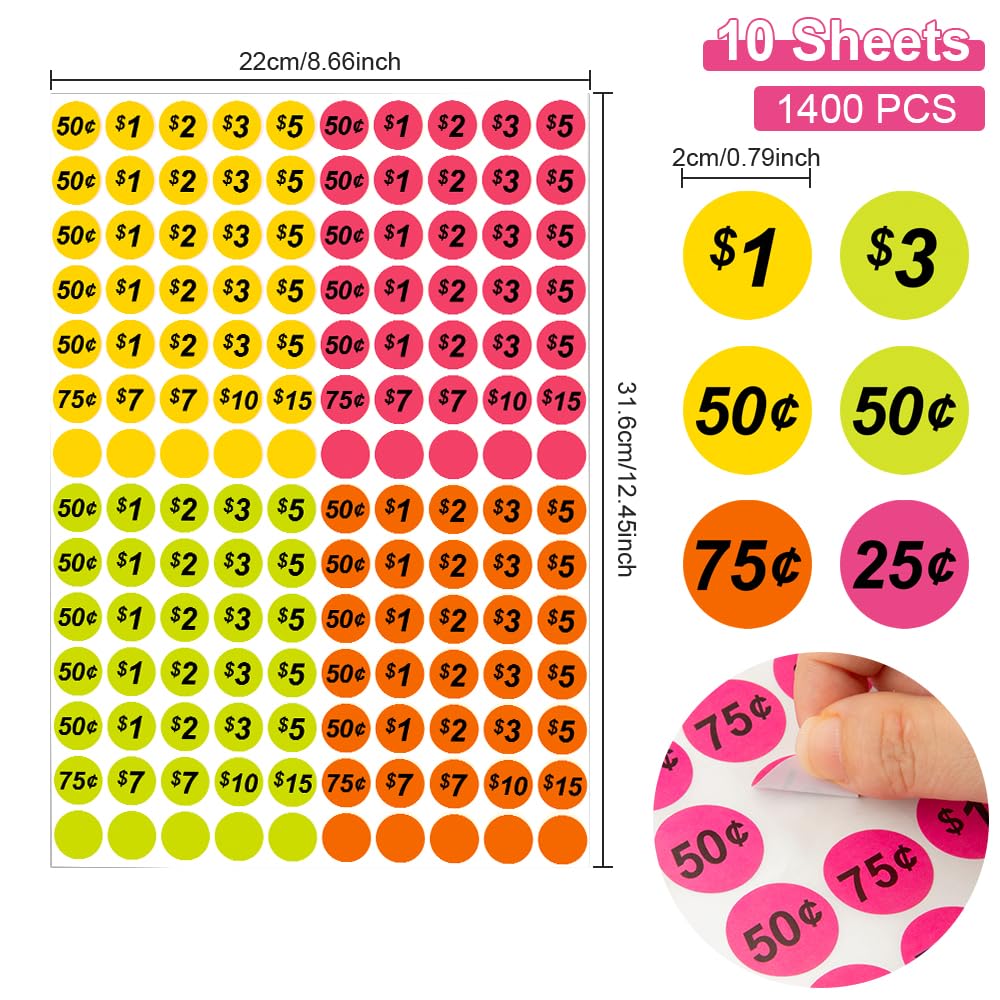 Snapklik.com : Garage Sale Stickers, 1400Pcs Yard Sale Stickers, Pre ...