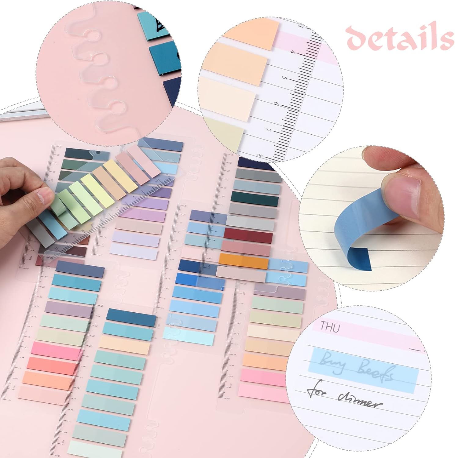 8 Pack Sticky Notes, 1600 Pcs Book Annotation Kit Tabs Pastel Sticky ...