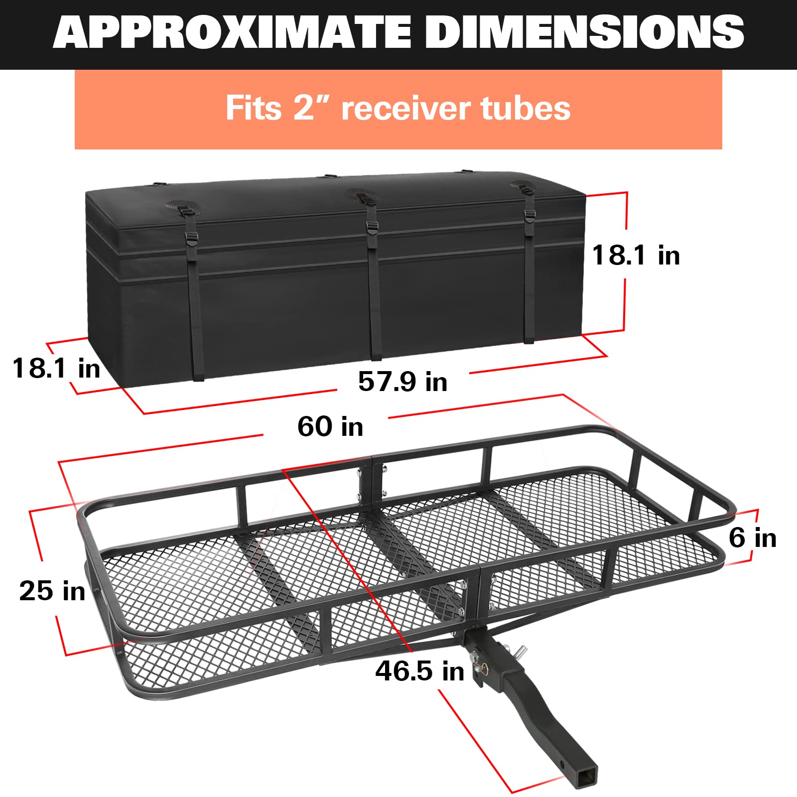 Snapklik.com : WEIZE Hitch Cargo Carrier, 60 X 24 X 6-Inch, 500 Lbs ...