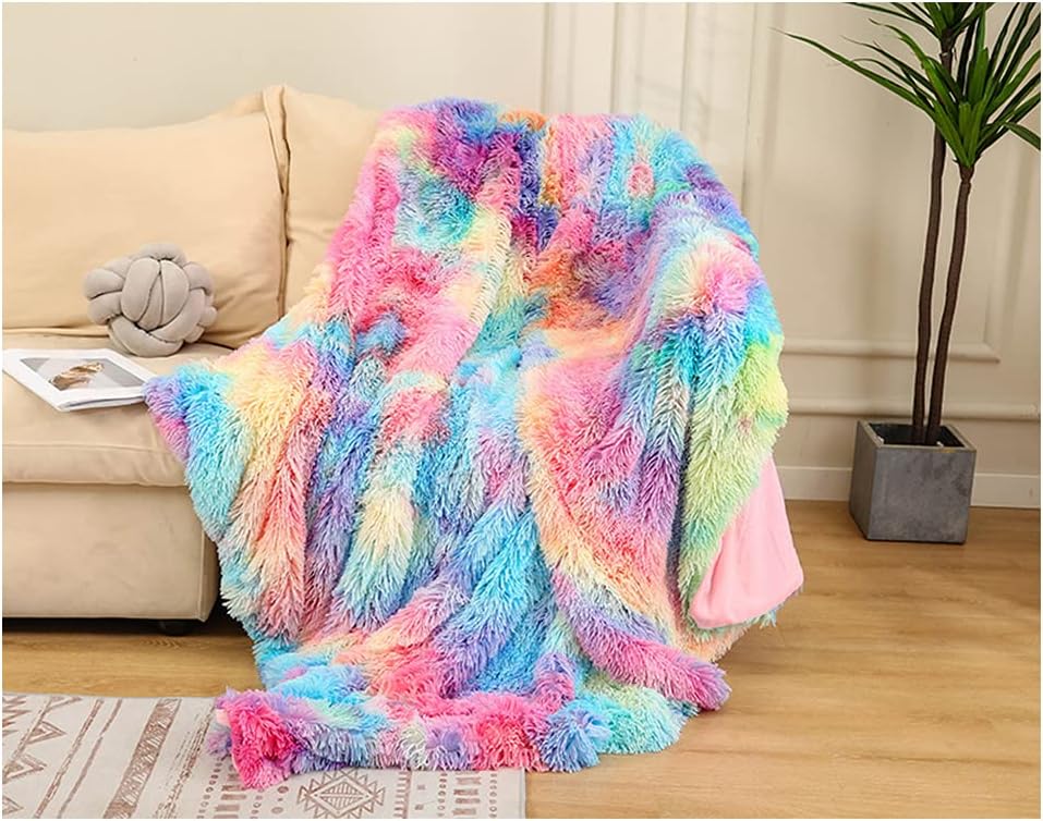 Hggzeg Super Soft Long Shaggy Throw Blanket, Elegant Cozy Faux Fur ...