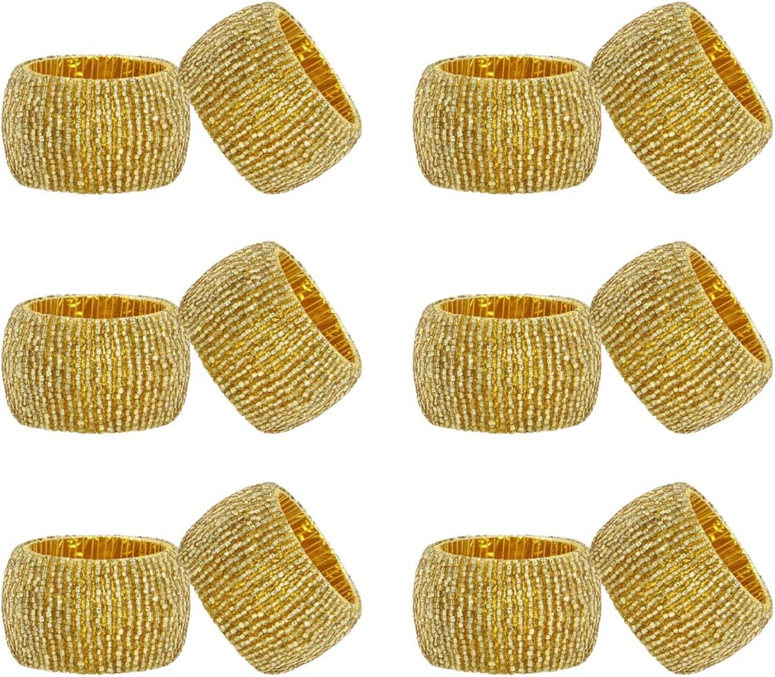 Amazon.com: Gold Napkin Ring Set of 12 - Decorative Elegant Fancy ...