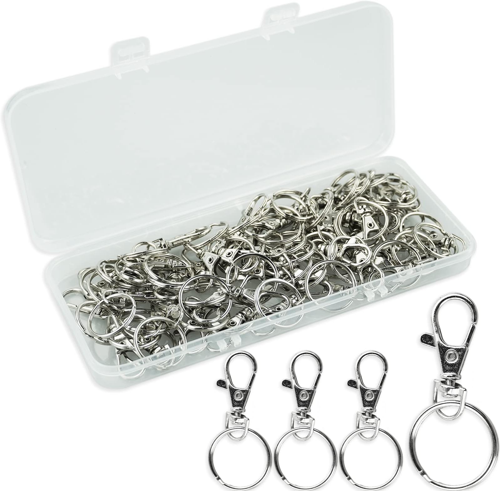 100Pcs Swivel Lobster Clasps & Key Ring Hoops with Plastic Box ,50Pcs ...