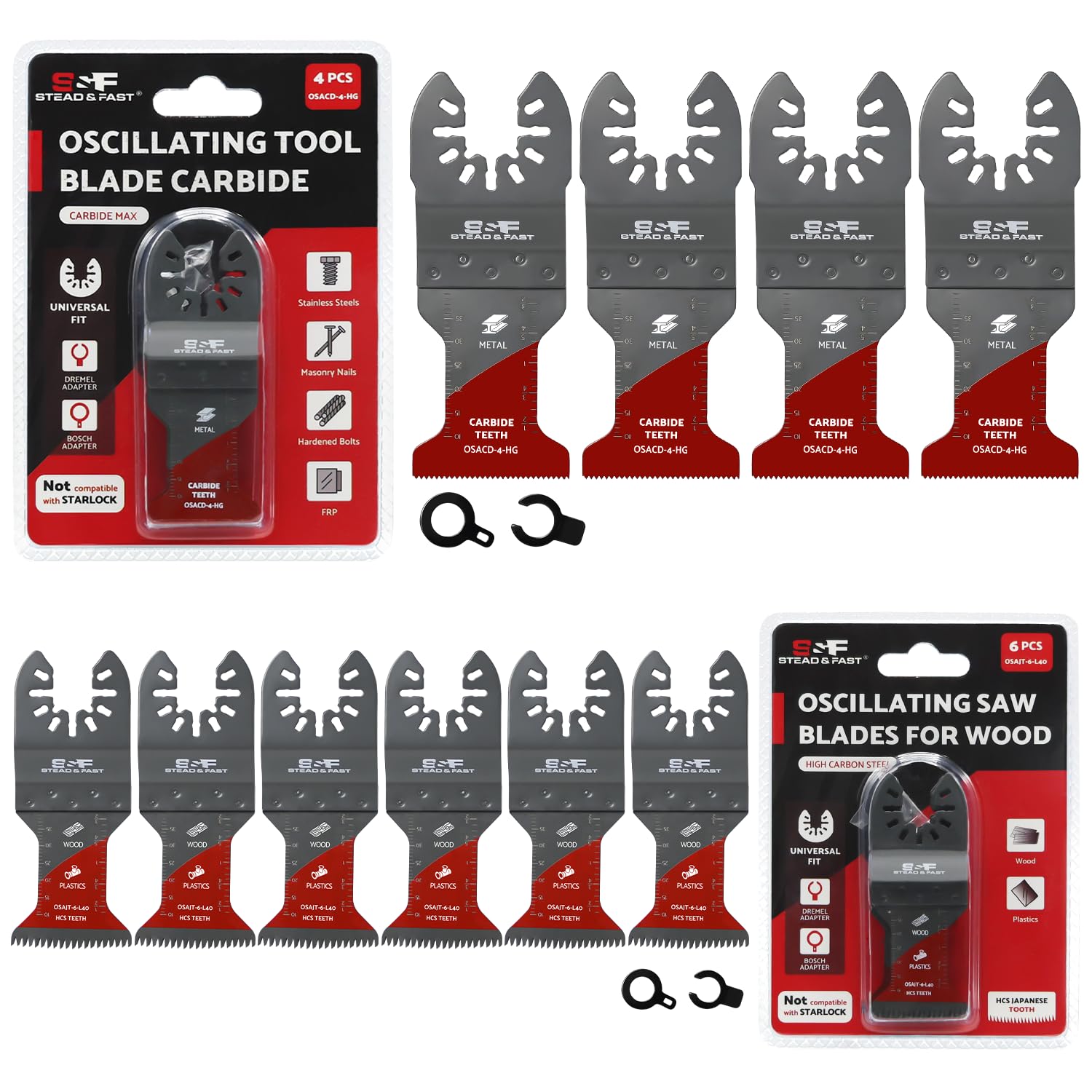 S&F STEAD & FAST Carbide Oscillating Tool Blades, 4-Pack, Multitool ...