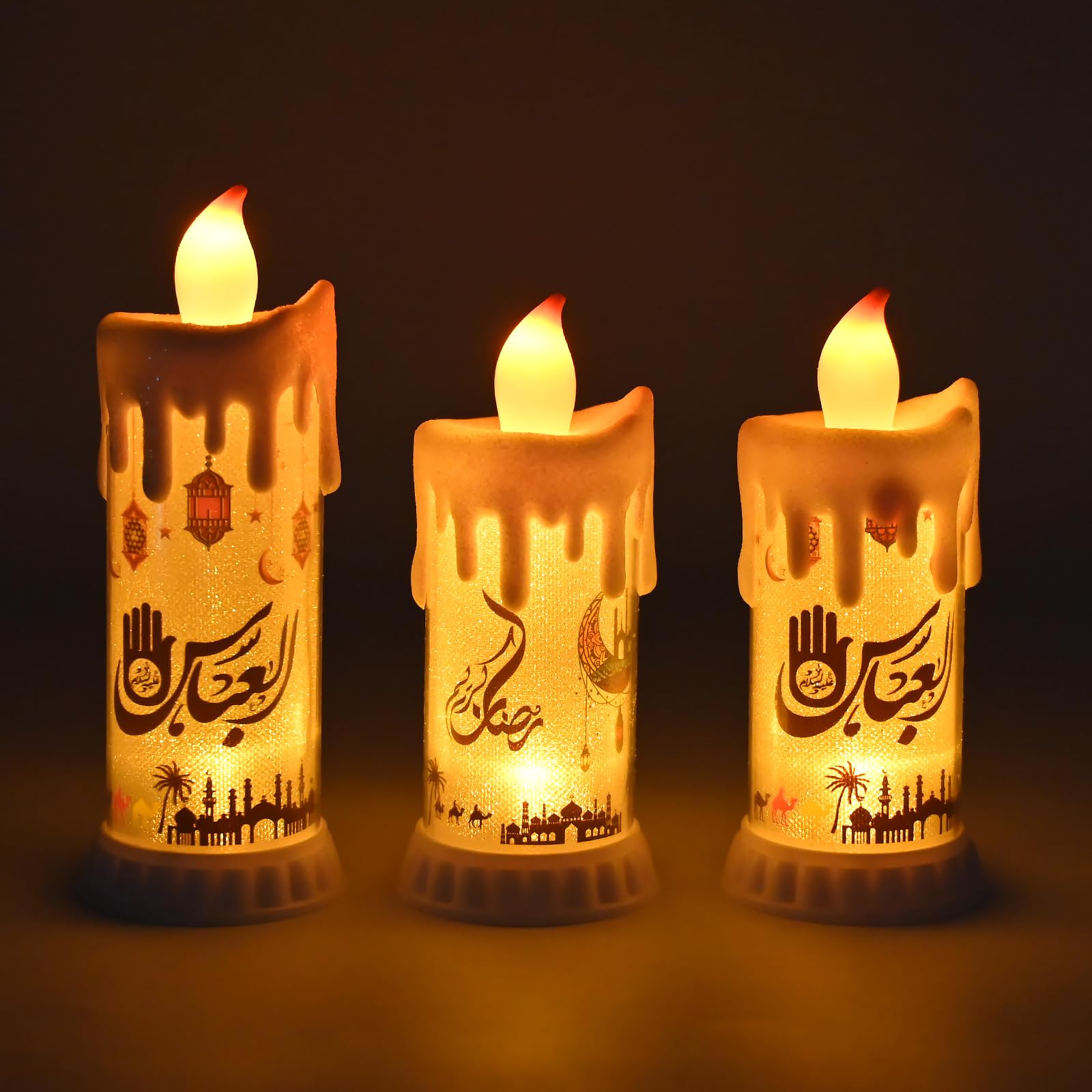 Ramadan Flameless Candles Eid Mubarak Decoration LED Candle Lights ...