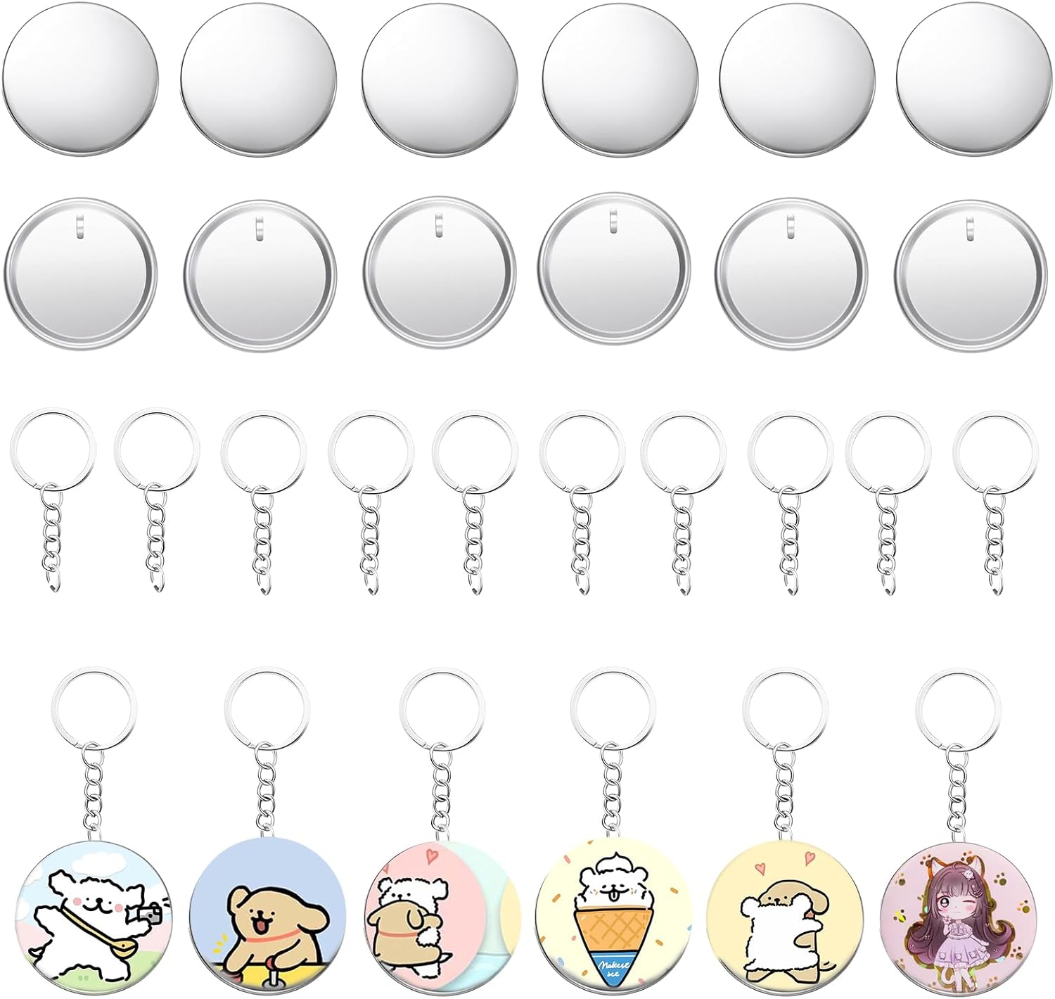 Amazon.com: 50 Sets Button Badge Maker Keychains Supplies, 58 mm/2.28 ...