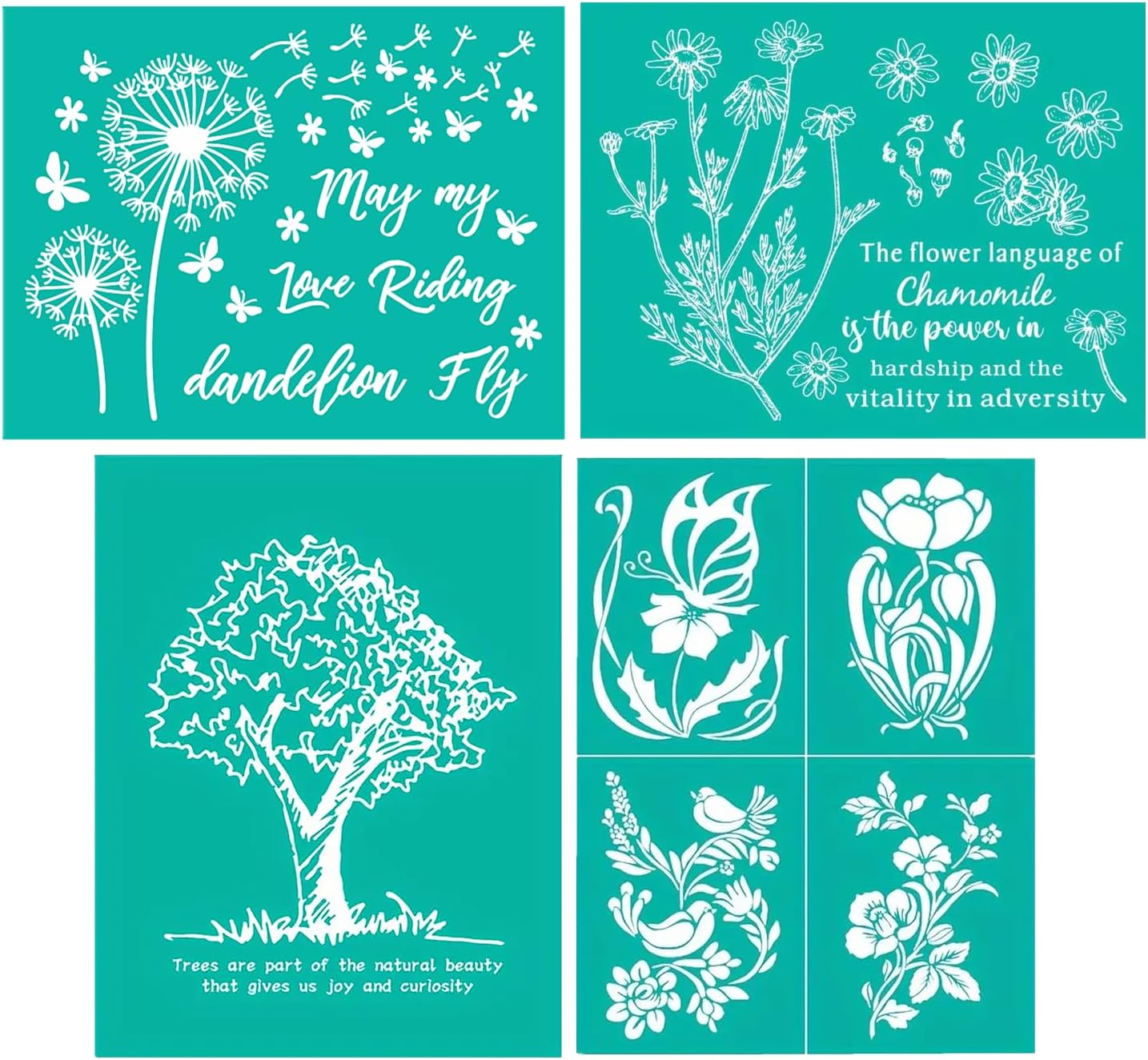 Amazon.com: 4Pcs Farm Plant Silk Screen Stencils Reusable Screen Print ...