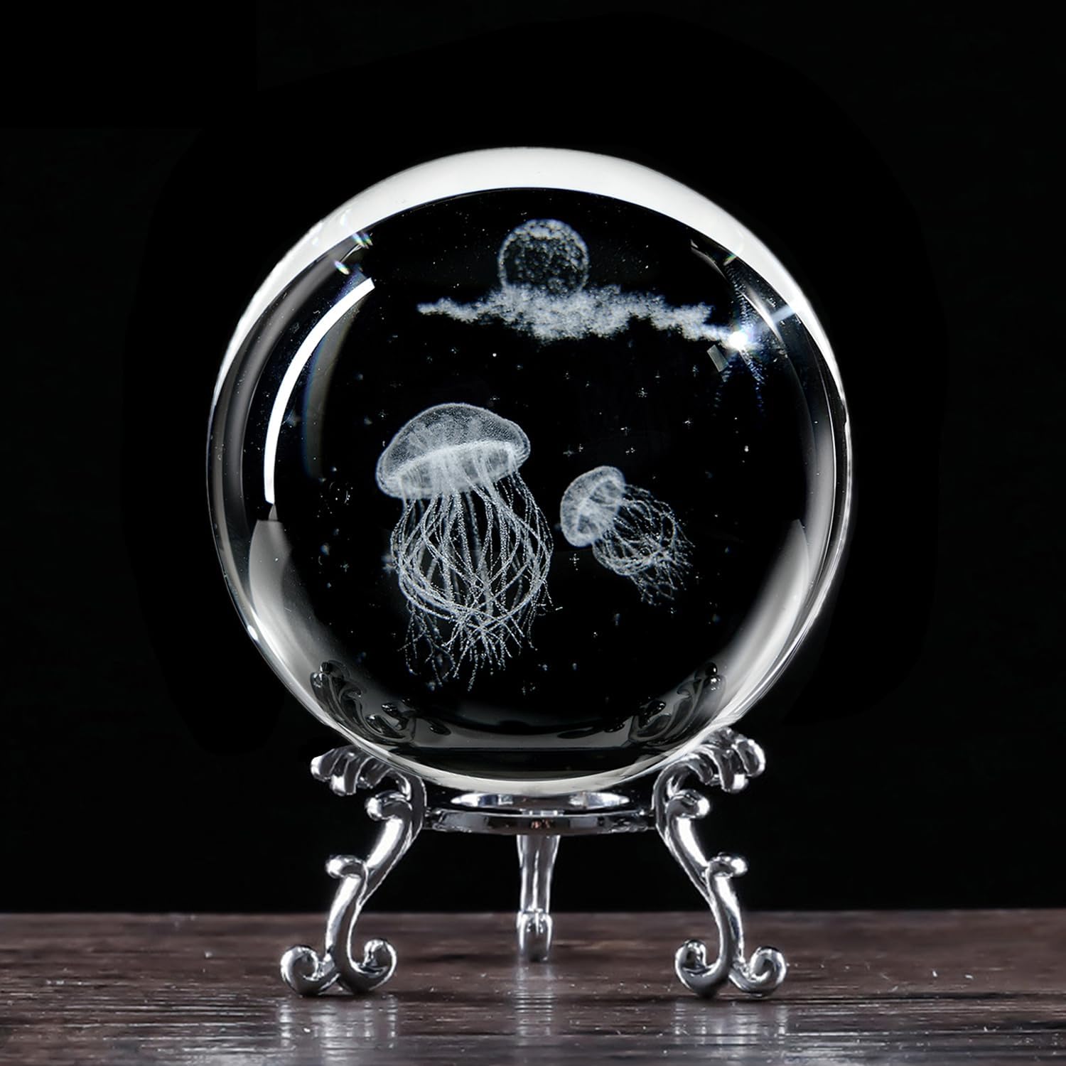 Amazon.com: QIANCHANG 3D Crystal Ball with Stand Jellyfish Decor ...