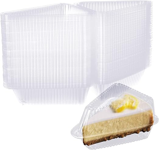 Amazon.com: 200 Pcs Cake Slice Containers with Lids Clear Plastic ...