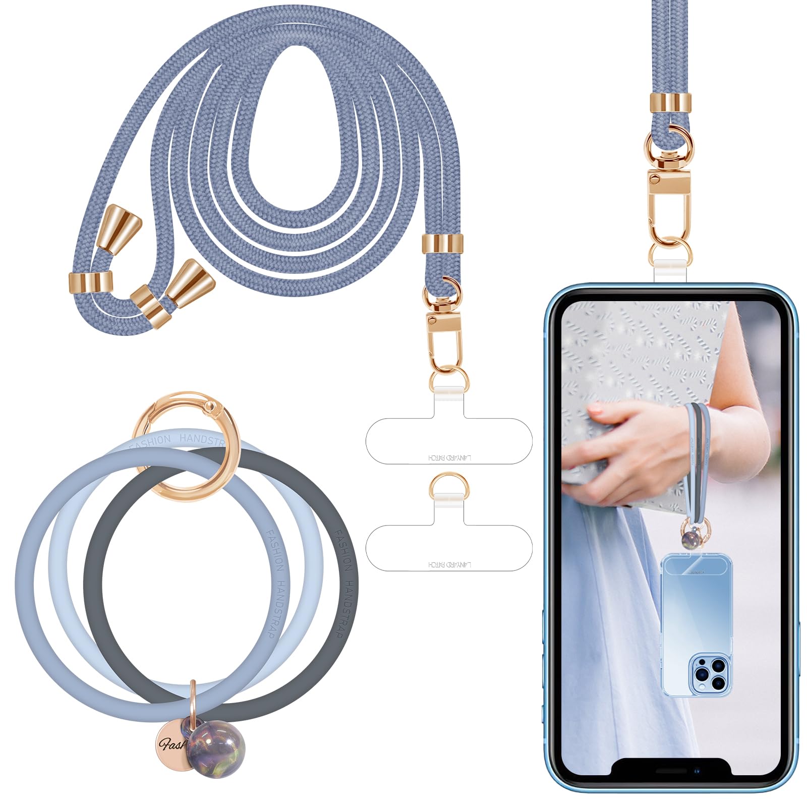 ROCONTRIP Phone Lanyard,2 in 1 Crossbody Lanyard Silicone Wrist Strap ...