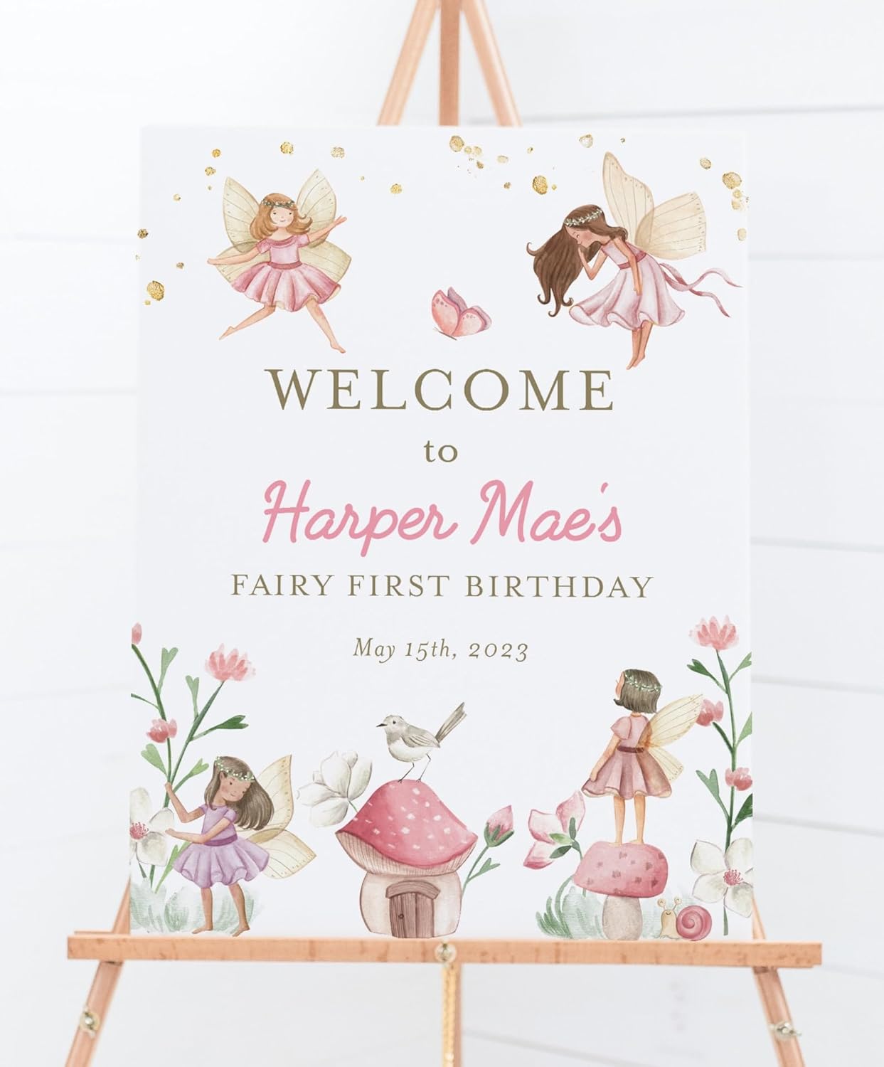 Amazon.com: Beyla Personalized Fairy First Birthday Welcome Sign, Fairy ...