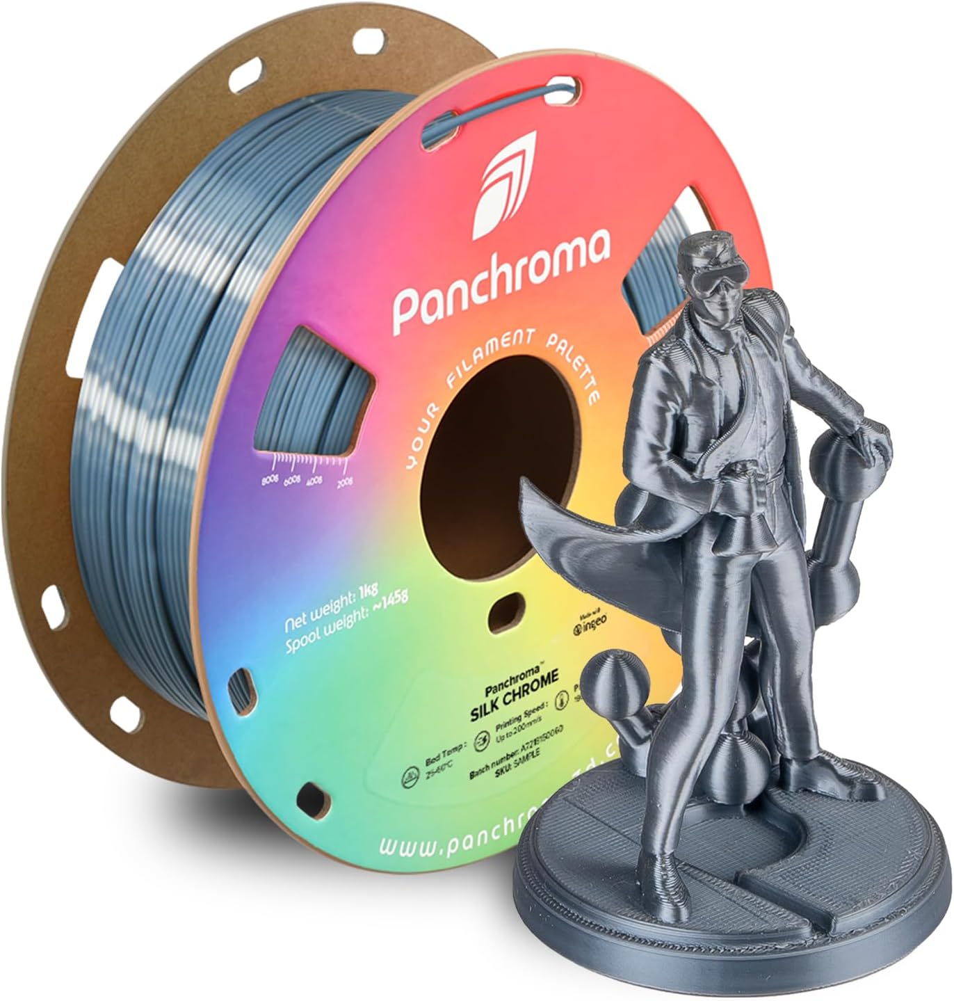 Amazon.com: Polymaker Panchroma PLA Filament, Silk Chrome 1.75mm 3D ...