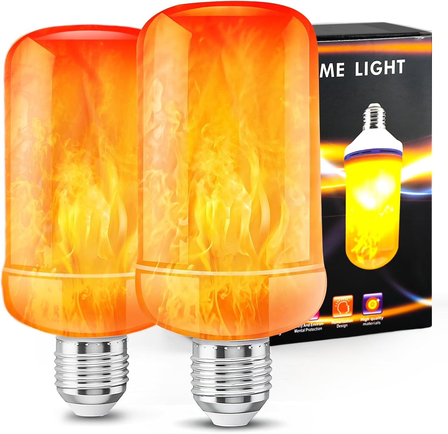Amazon.com: LED Flame Light Bulbs (2 Pack), 4 Modes Flickering Light ...