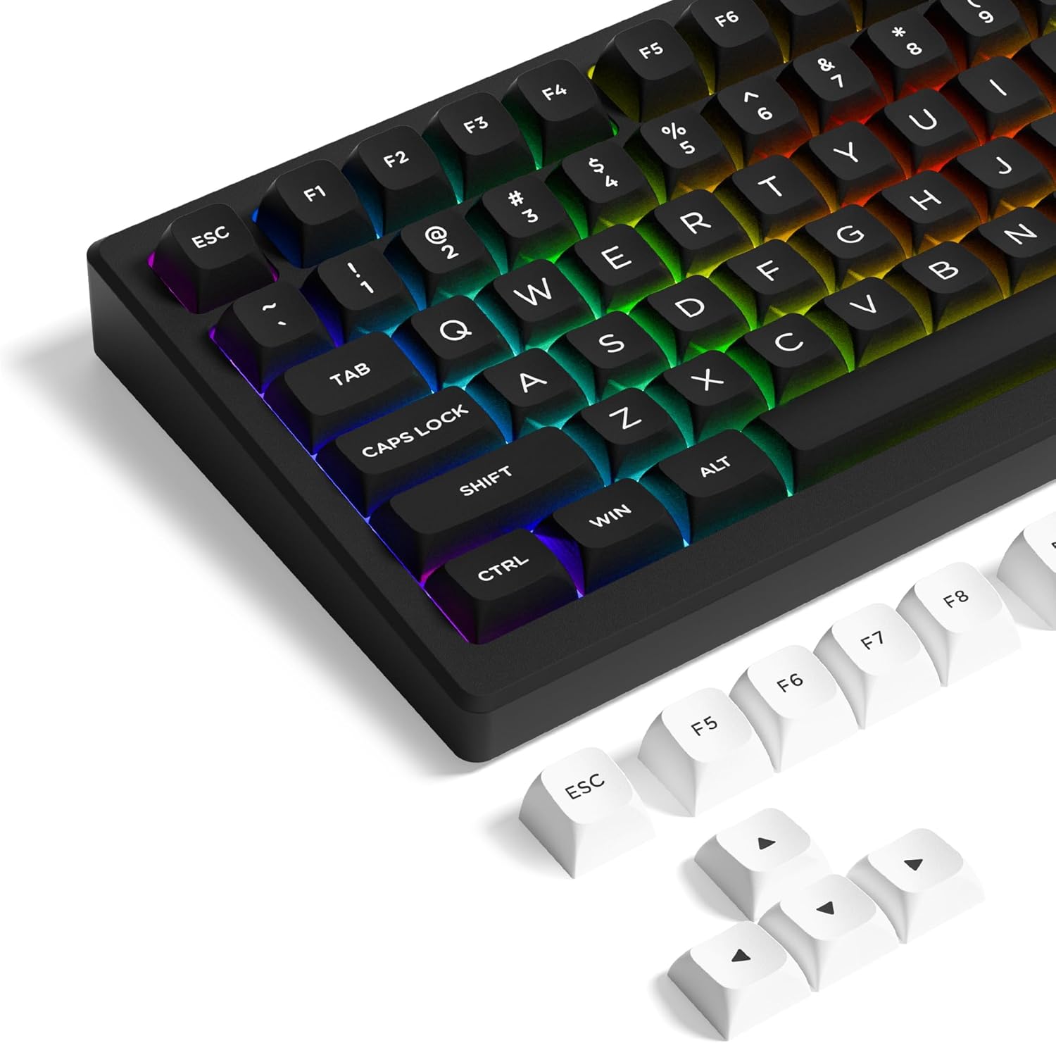 XVX Black and White Keycaps, WOB Keycaps Style 187 Keys Double Shot PBT ...