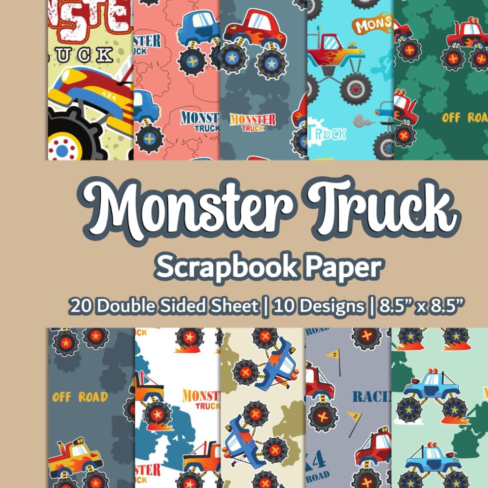 Monster Truck Scrapbook Paper: Off Road Scrapbook Paper | 10 Designs ...
