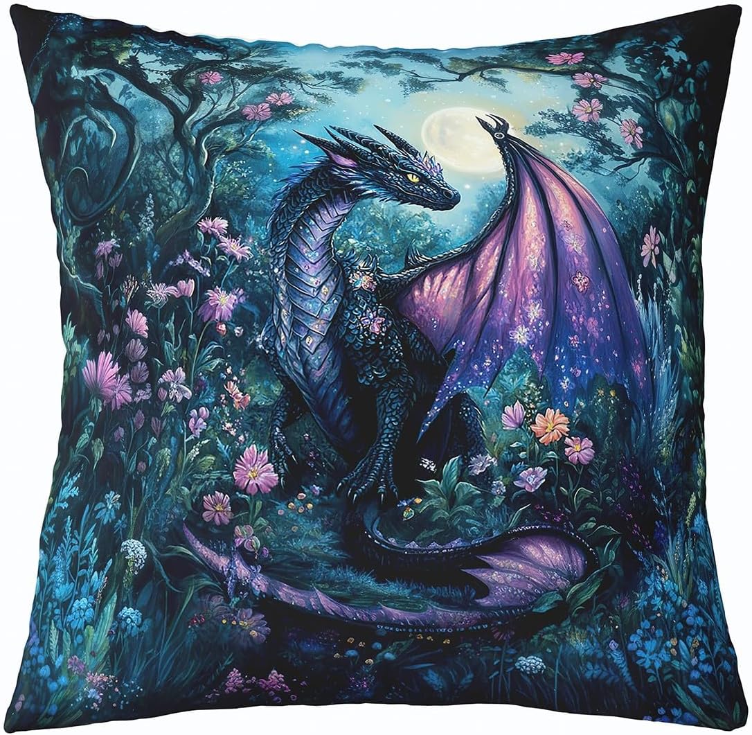 Amazon.com: jejeloiu Dragon Reversible Throw Pillow Covers 16 x 16-Inch ...