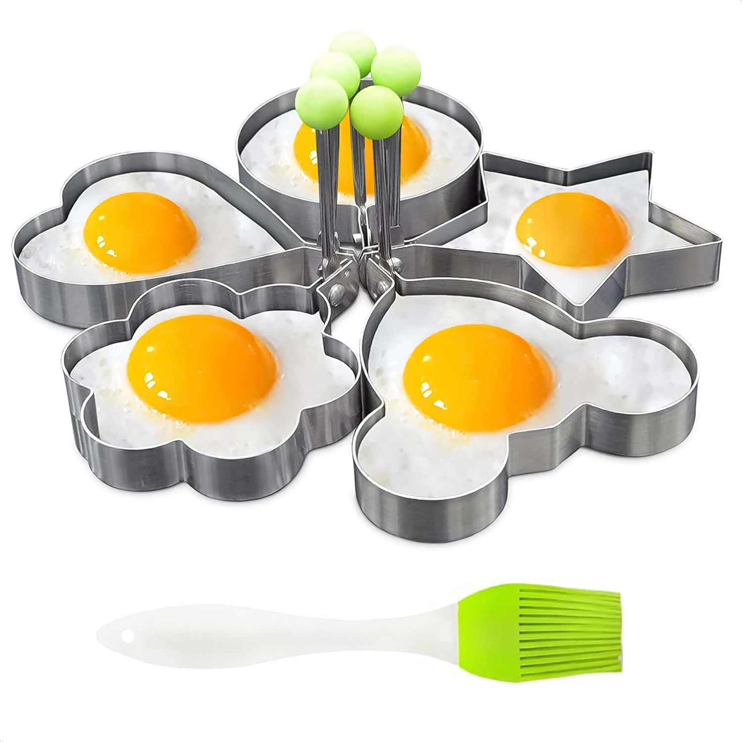 Amazon.com: 5 Pcs Pancake Mold Set – Stainless Steel Pancake Molds for ...