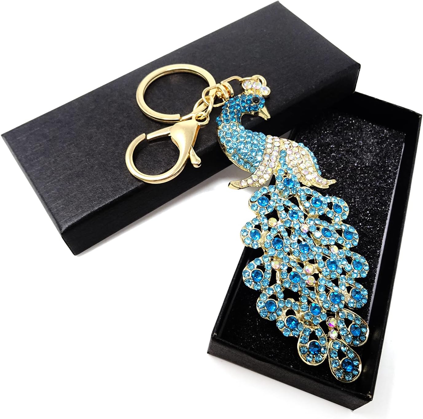 Amazon.com: Honbay 1PCS Rhinestone Peacock Bird Keychain Metal ...