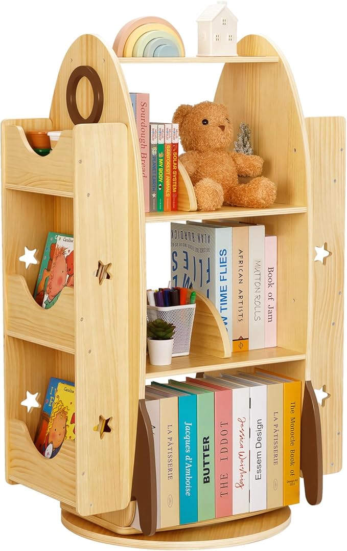 Amazon.com: OOOK Rocket Rotating Bookshelf for Kids, 360 Display ...