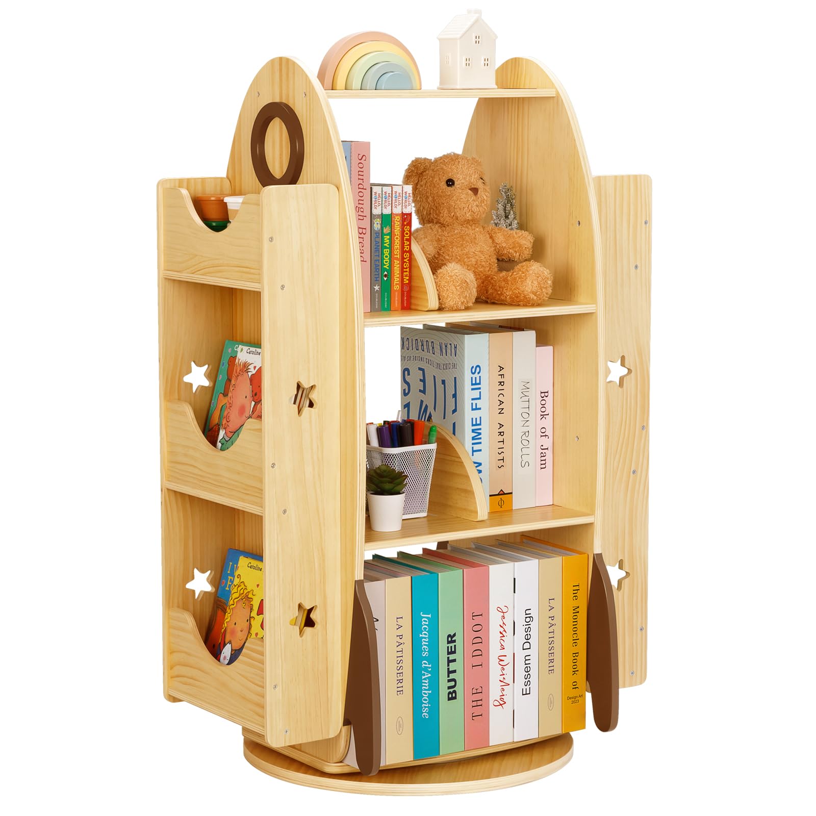 Amazon.com: OOOK Rocket Rotating Bookshelf for Kids, 360 Display ...