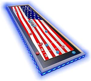 Amazon.com: Portable Tabletop Mini Shuffleboard Table w/Pucks & LED ...