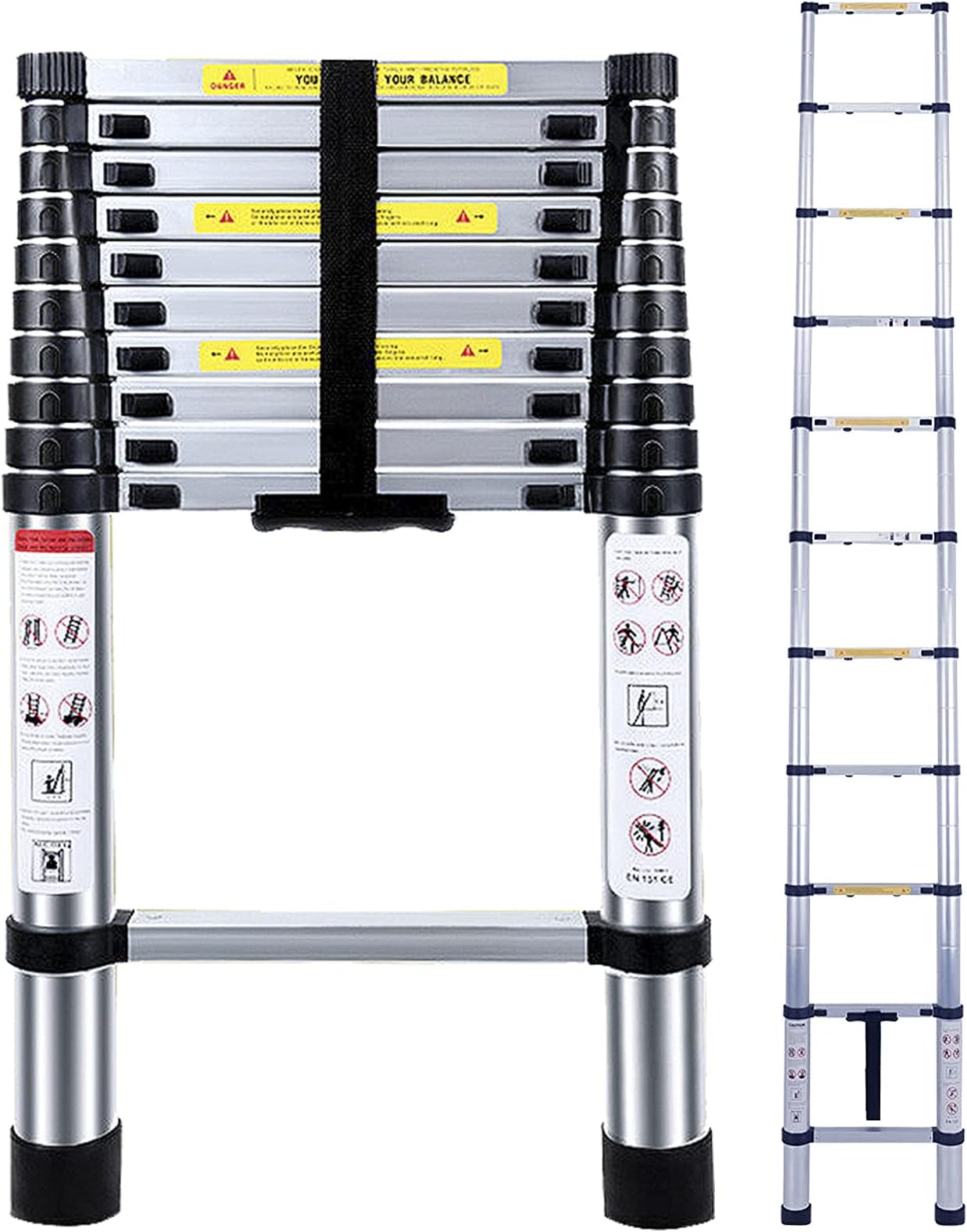 Telescopic Ladder 3.2M/10.5FT Multi-Purpose Aluminium Extendable ...