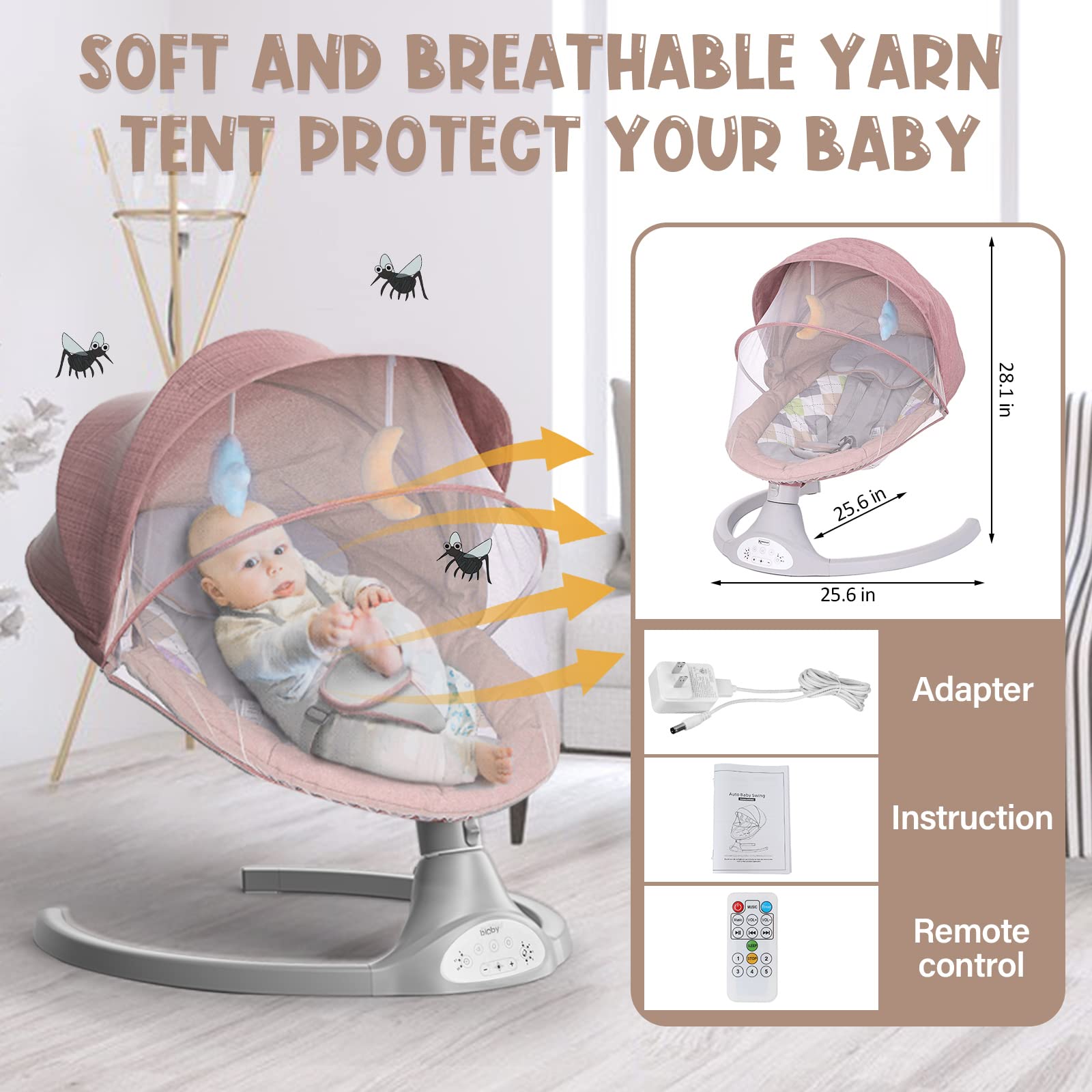 Bioby Baby Swing for Infants with 5 Natural Sway Speeds,Portable ...