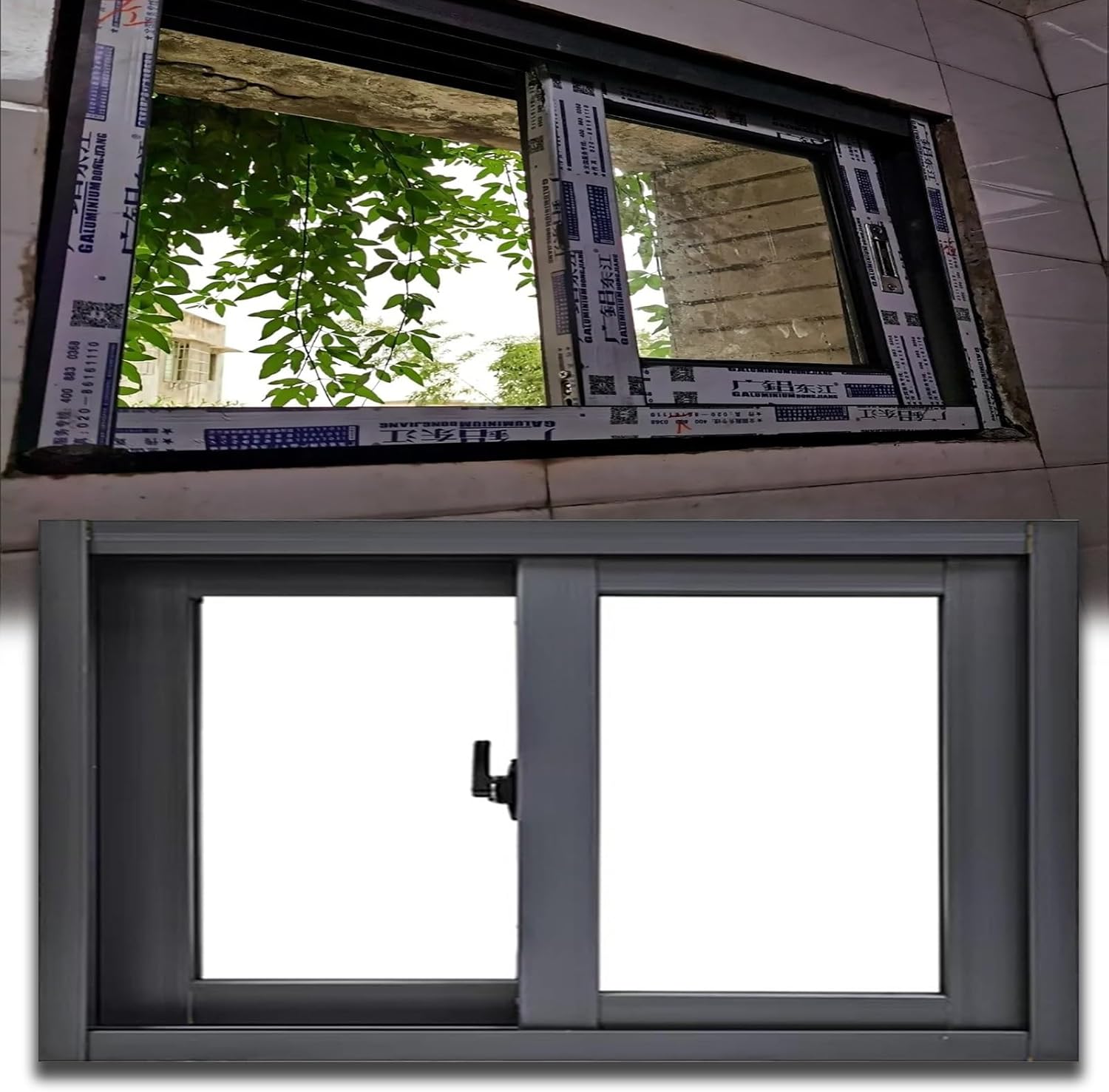 Horizontal Sliding Window Kit 36x16in / 91x41cm, Black Custom Size ...