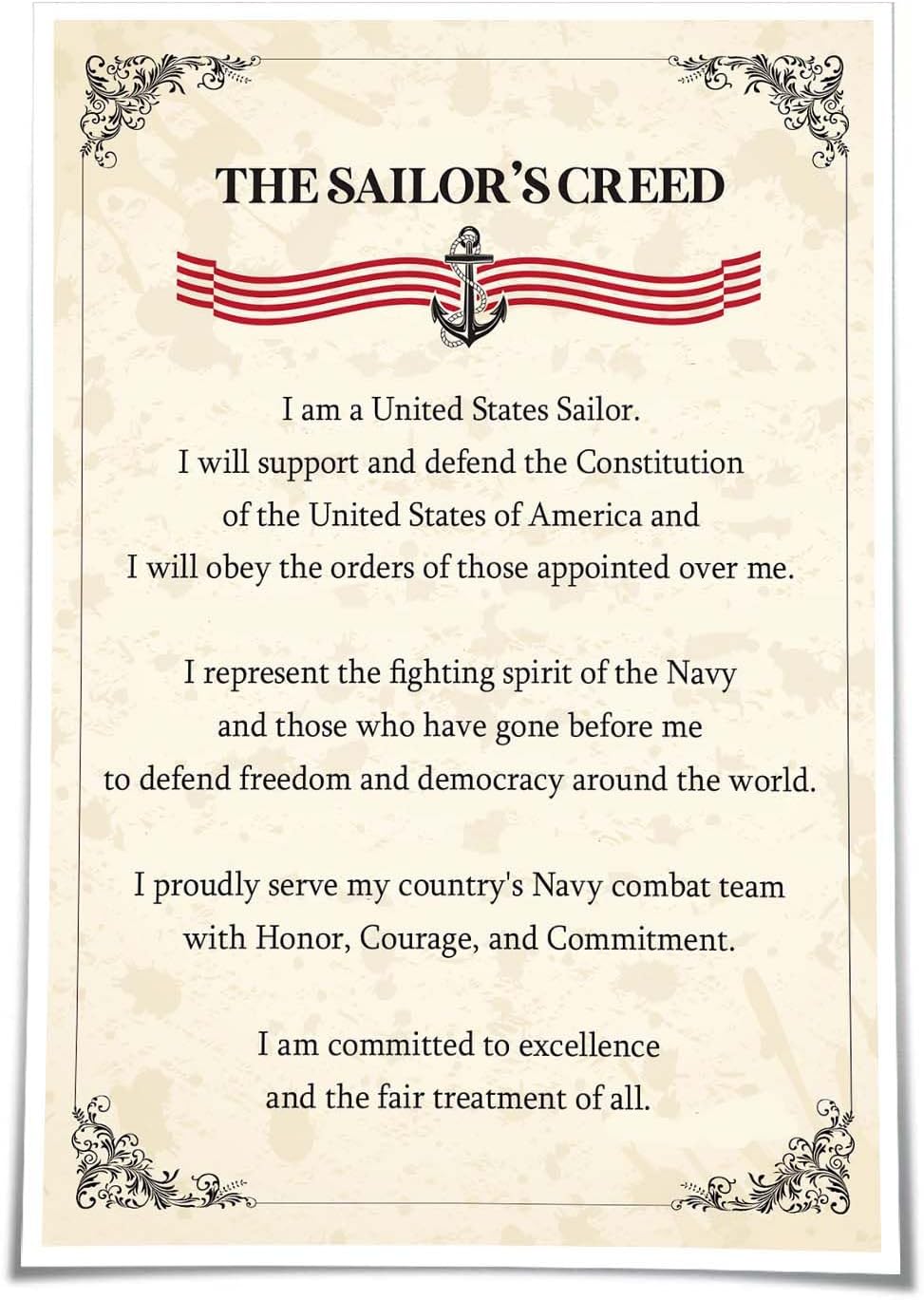 Amazon.com: Quwinty Sailor's Creed Wall Art Prints Navy Gift for Sailor ...