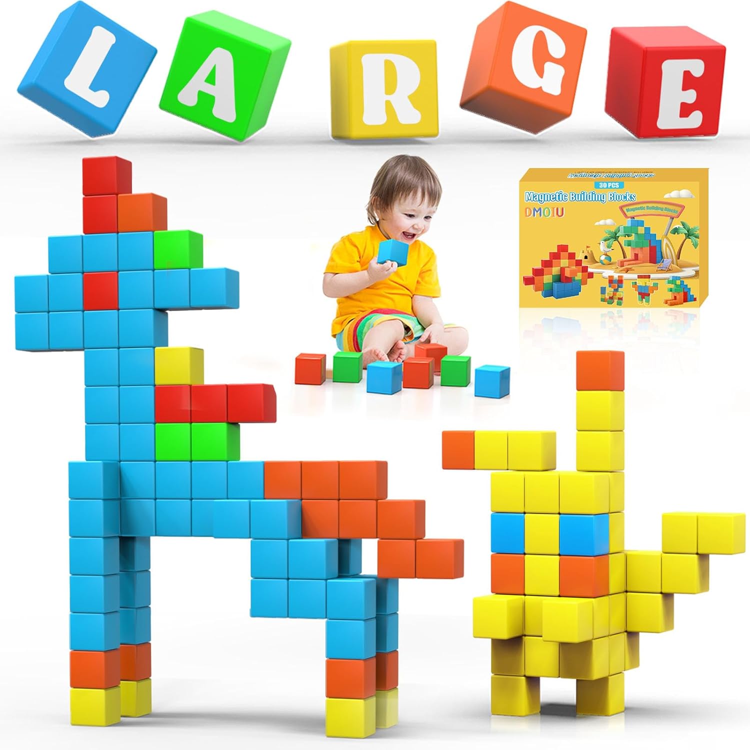 Amazon.com: DMOIU Large Magnetic Blocks, 1.43inch Magnetic Building ...