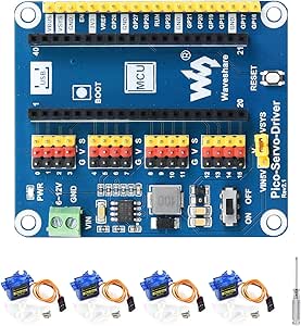 Amazon.com: YEJMKJ Servo Driver Board with 4PCS Micro SG90 Servos for Raspberry Pi Pico, 16 ...