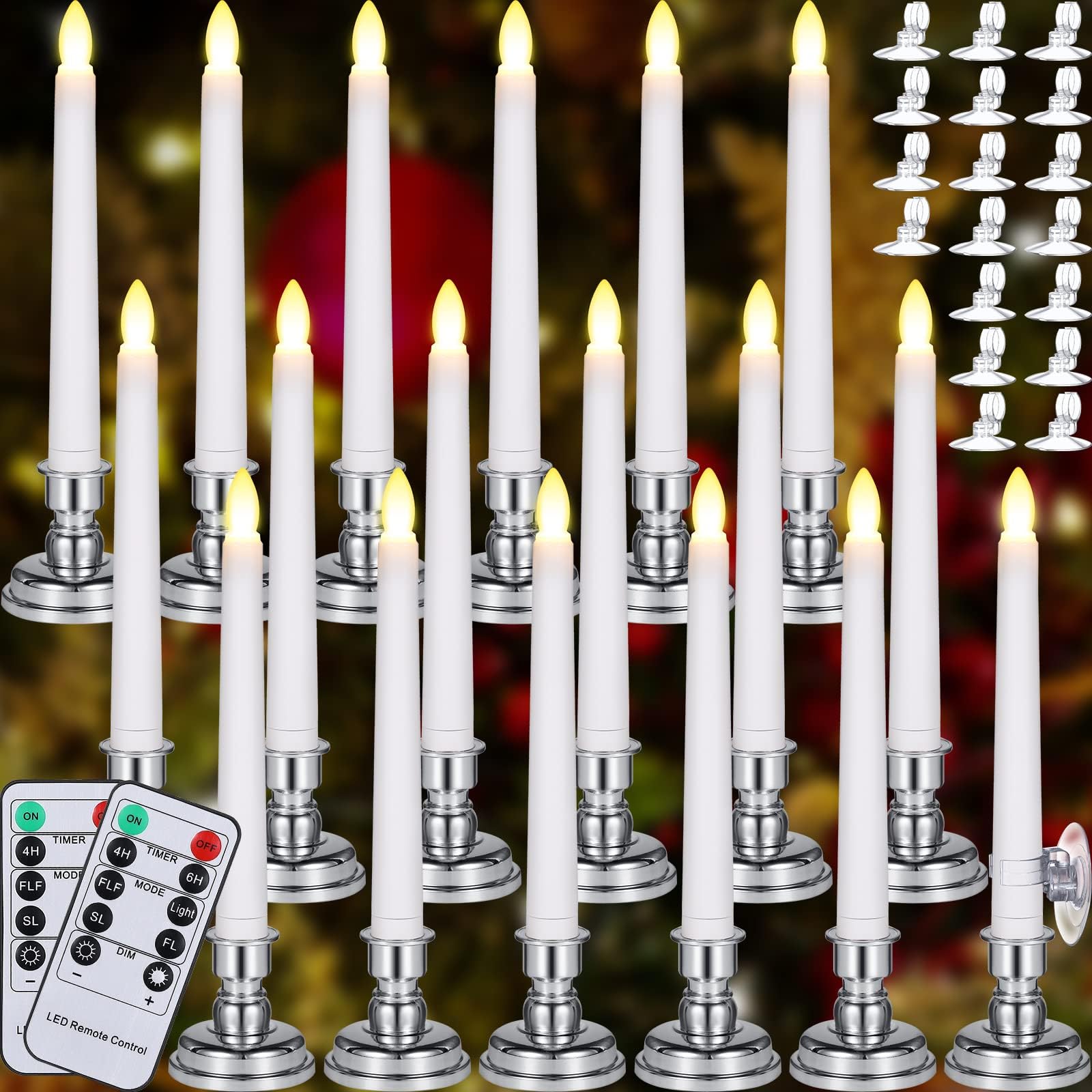 Amazon.com: Christmas Window Candle Lights Flickering Flameless Taper ...