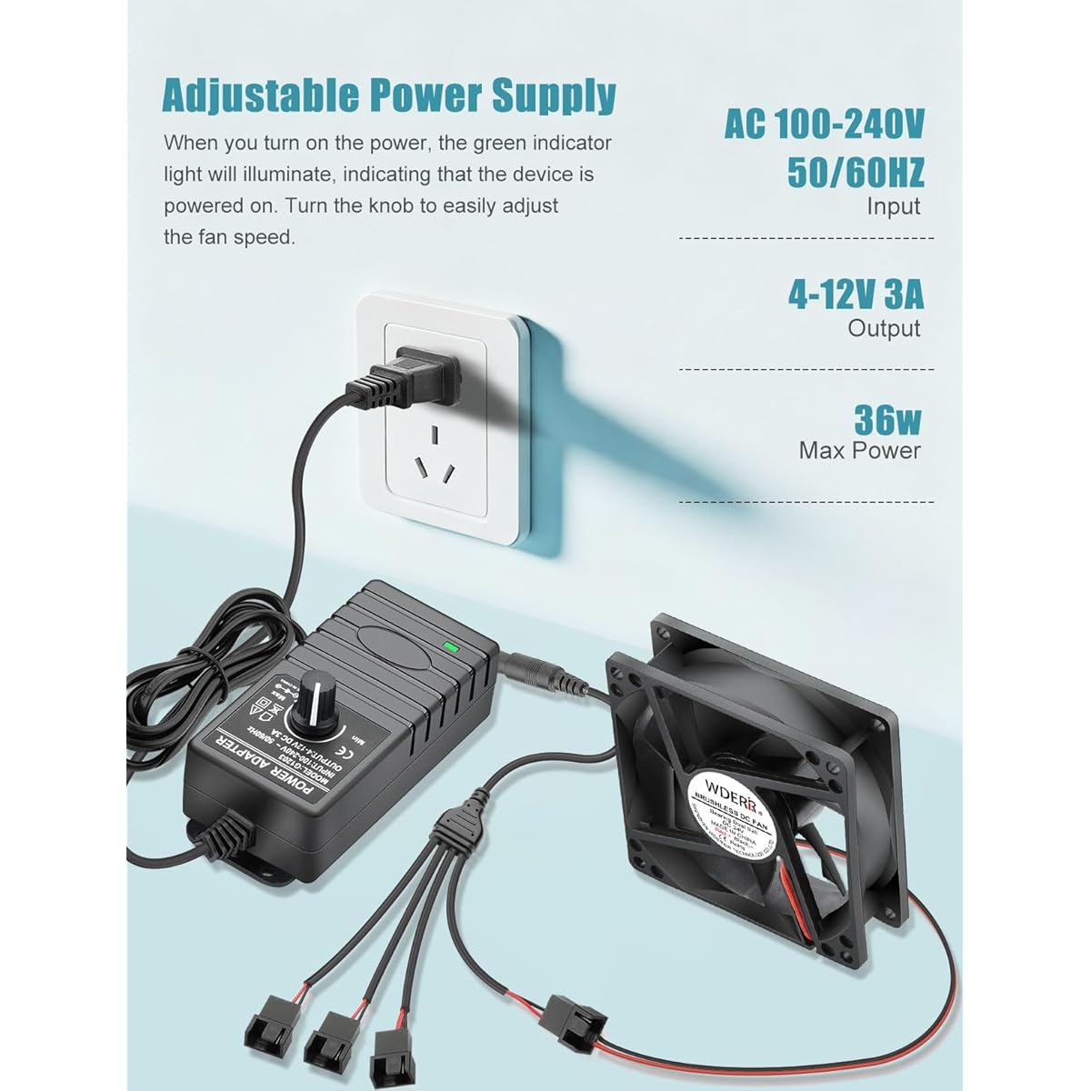 $3/mo - Finance 12V PC Fan Speed Controller 3Pin/4Pin with Fan Splitter ...