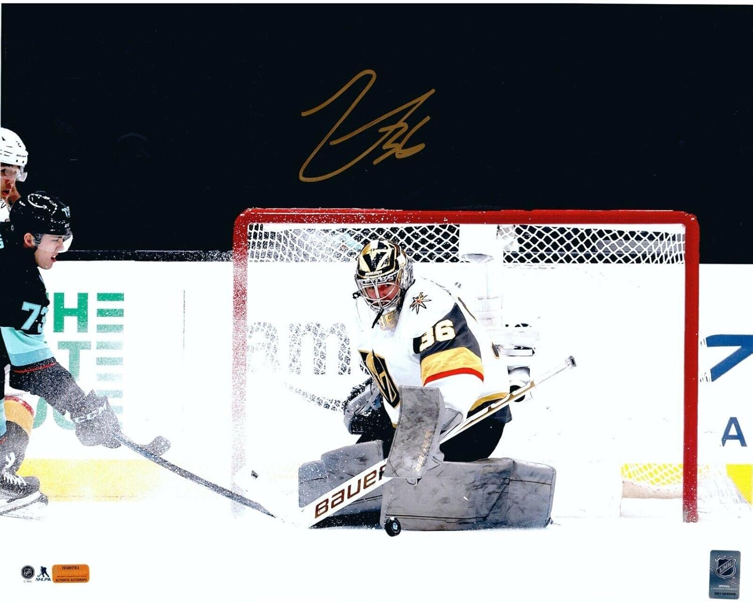 Logan Thompson Autographed Vegas en Knights 16x20 Photo IGM COA Signed ...