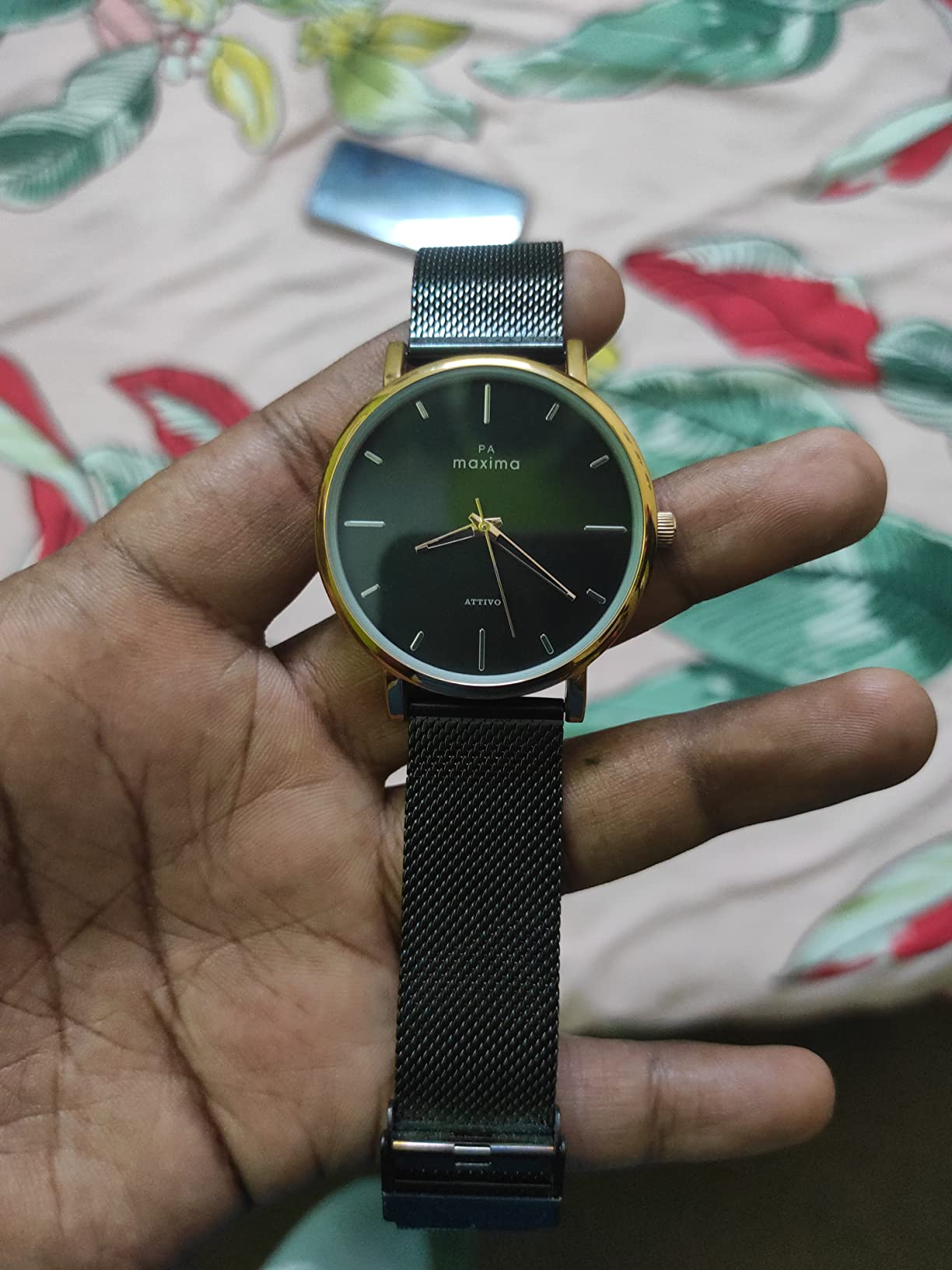 Maxima Stainless Steel Attivo Collection Analog Black Dial Men Watch-O ...