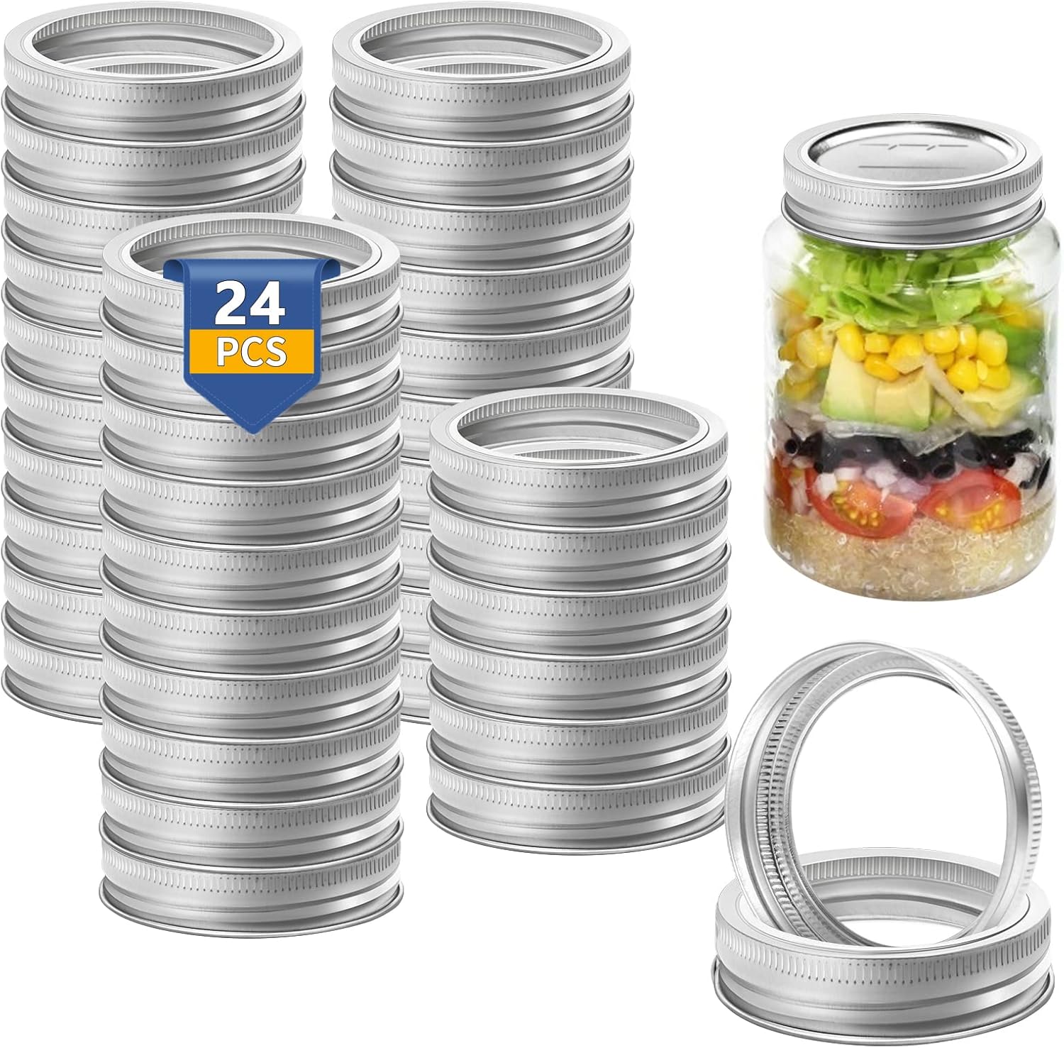 Amazon.com: Regular Mouth Canning Rings, 24 PCS Mason Jar Rings Regular ...