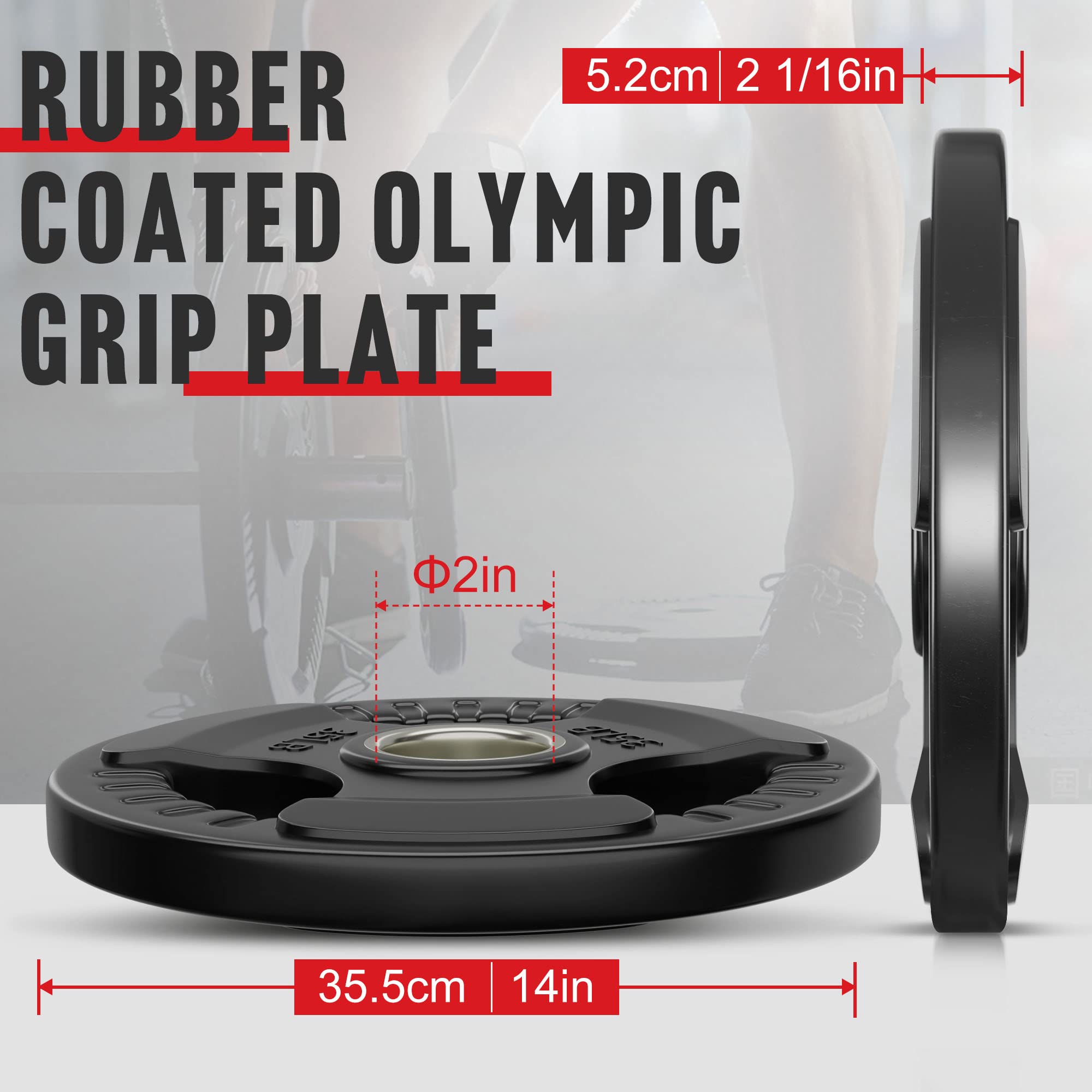 Snapklik.com : Holleyweb Weight Plates Olympic Rubber Grip Plates 2 ...