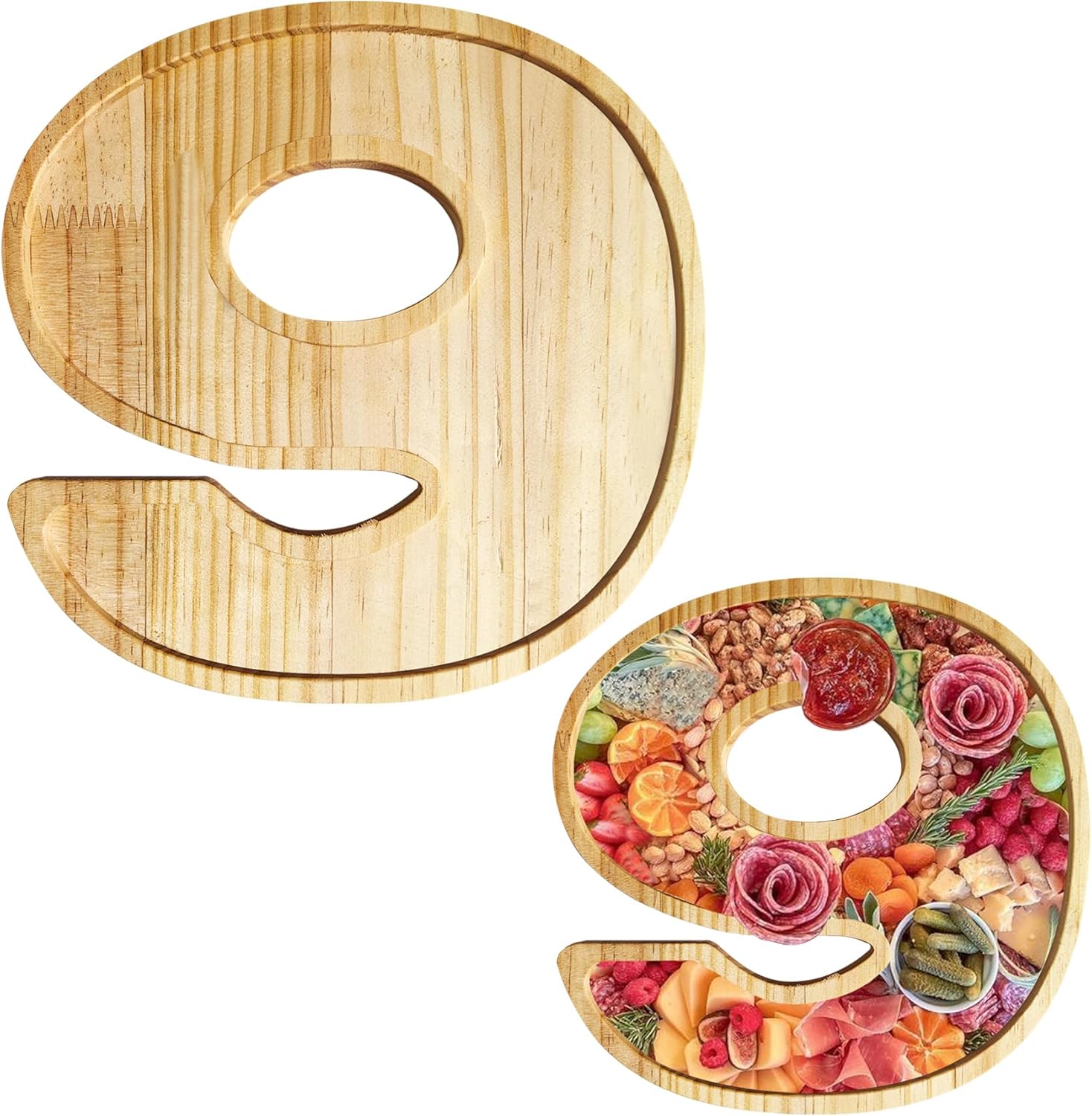 Amazon.com: Wooden Charcuterie Board Numbers 9" Fillable Numbers for ...