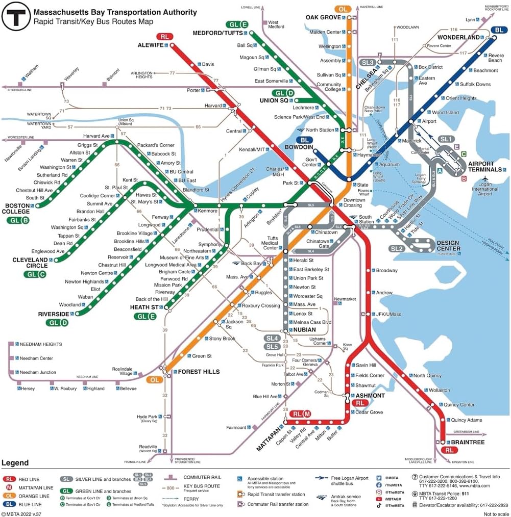 Amazon.com: New York Puzzle Company - Transit Maps Boston T Map - 500 ...