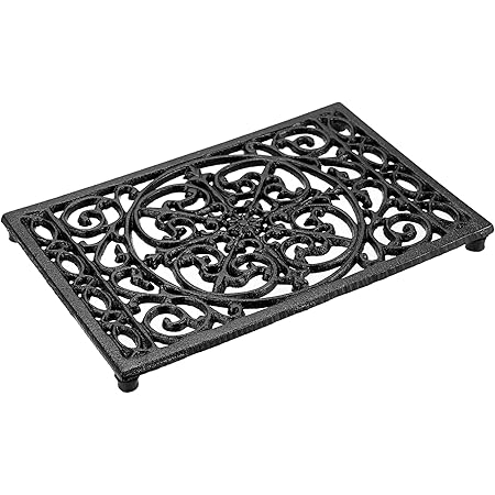 Amazon.com: Sumnacon 2Pcs Rectangle 10 x 6.1 Inch Cast Iron Trivet ...