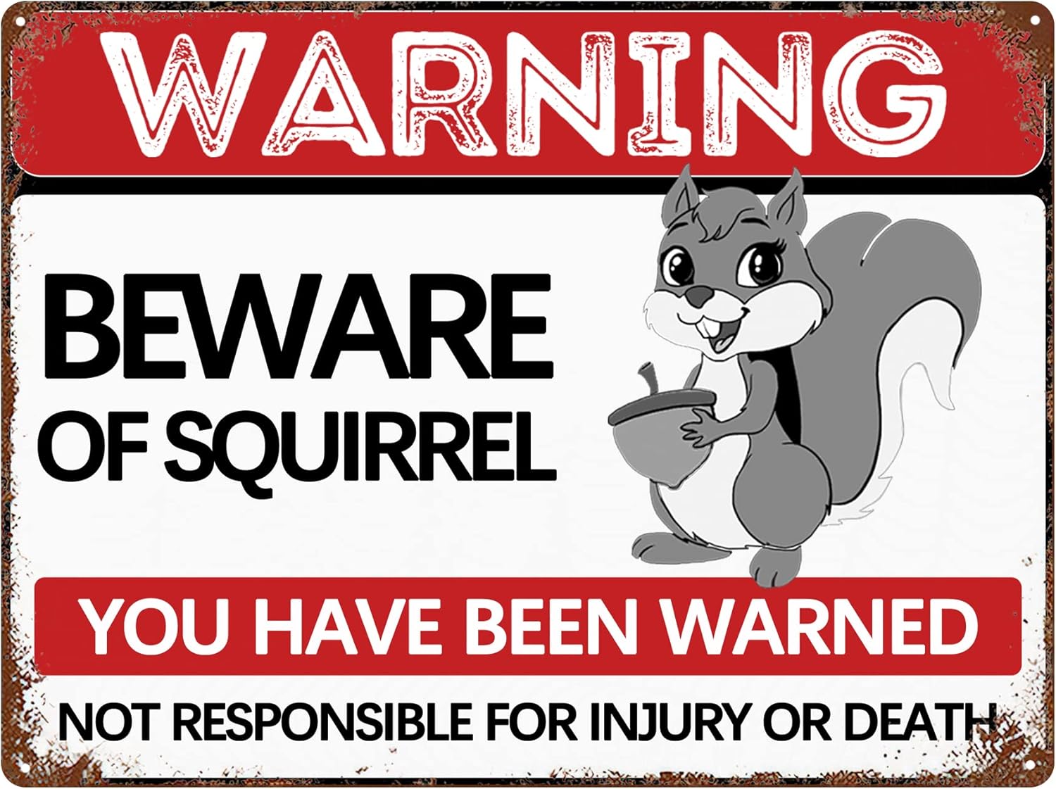 Amazon.com : BAIWIFE Beware of Squirrel Sign 8x12 inch - Vintage Rusty ...