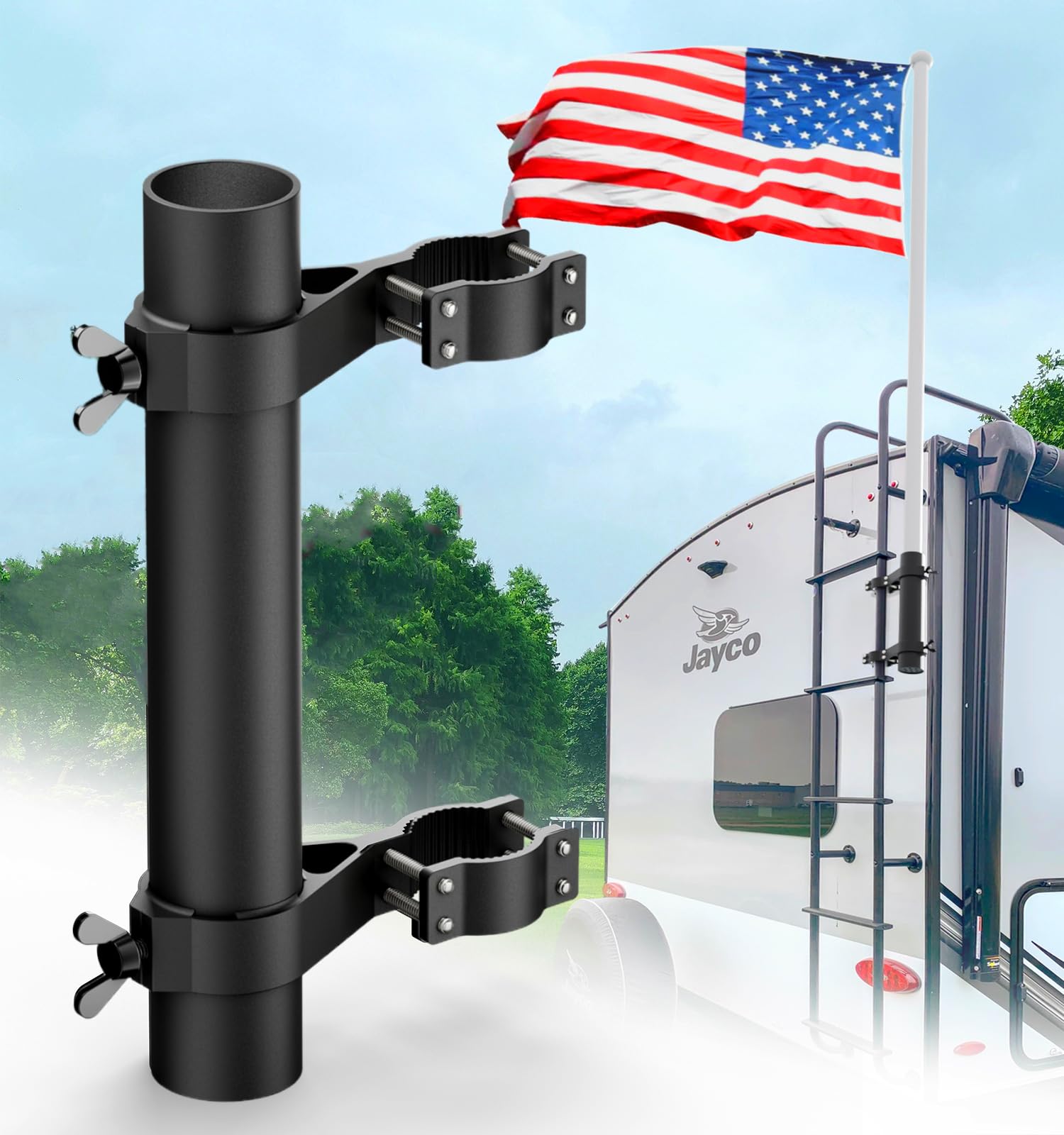 Snapklik.com : RV Flag Pole Holder - Aluminum Ladder Mount Bracket For ...
