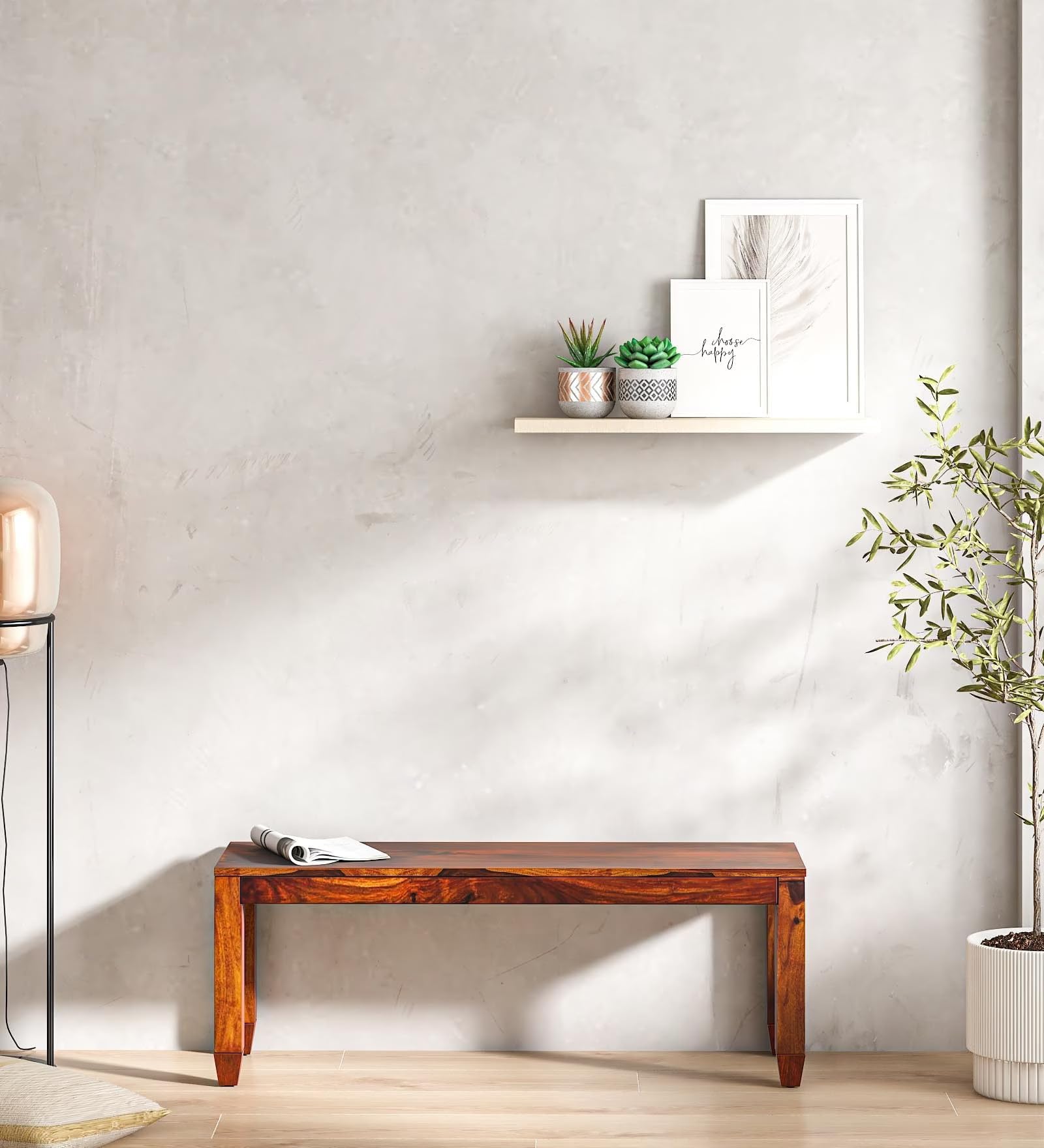 Furnelift Furniture Solid sheesham Wood Bench for Study Room Living ...