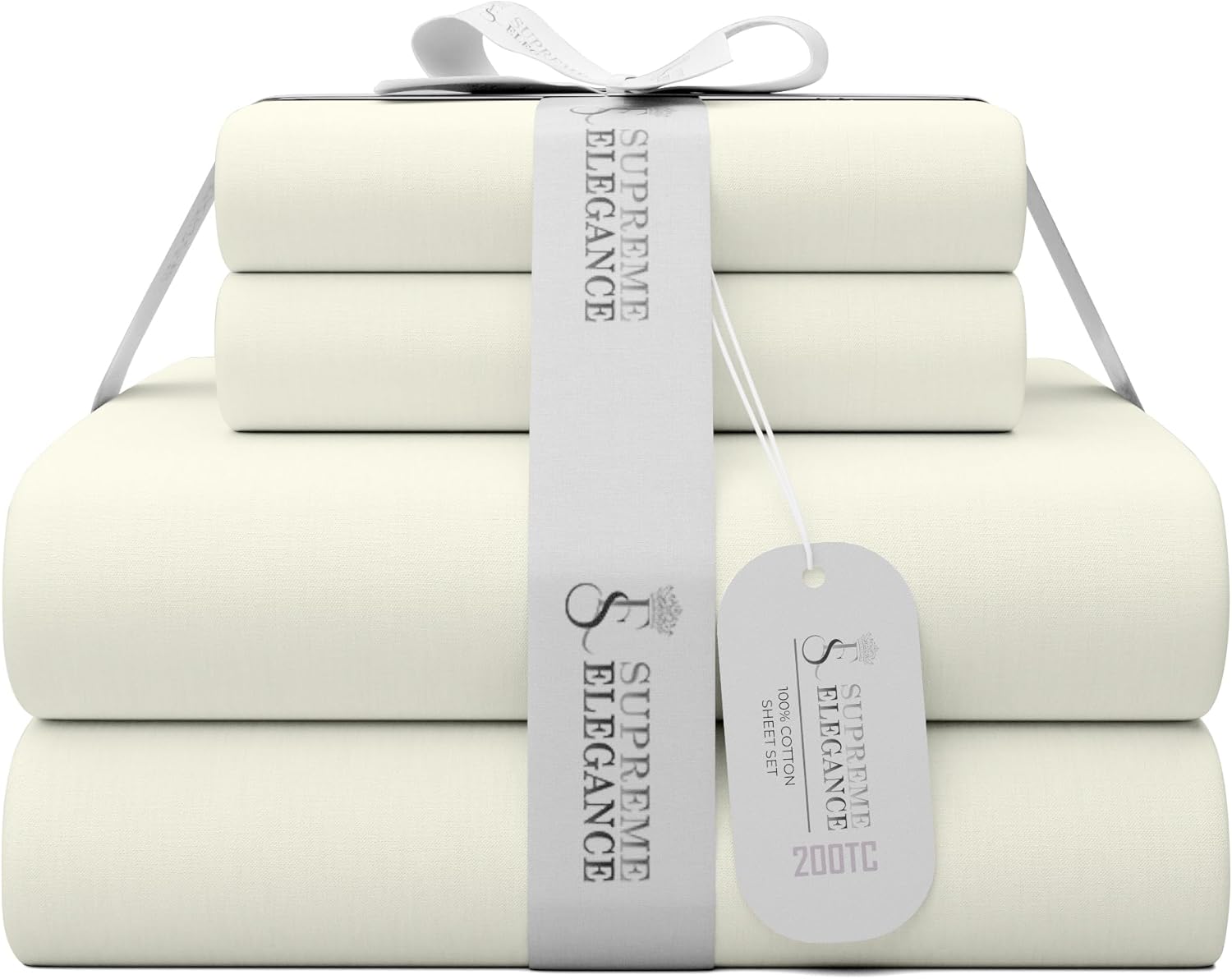 100% Cotton Queen Fresh Ivory Sheet Set, Percale Weave Fresh Ivory ...