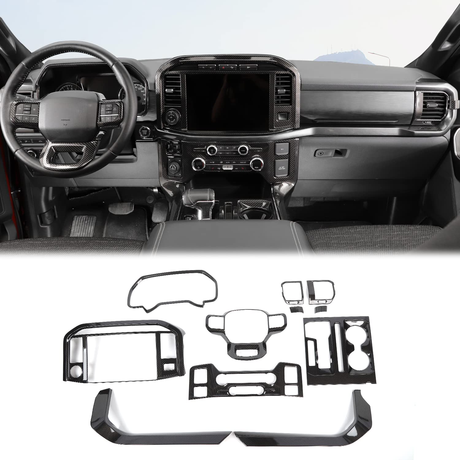 JWWY for Ford F150 Carbon Fiber Window Door Steering Wheel Center ...